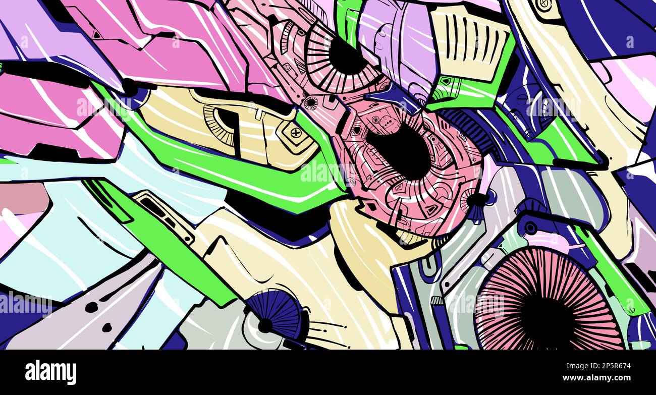 hand drawn mecha abstract background Stock Vector Image & Art - Alamy