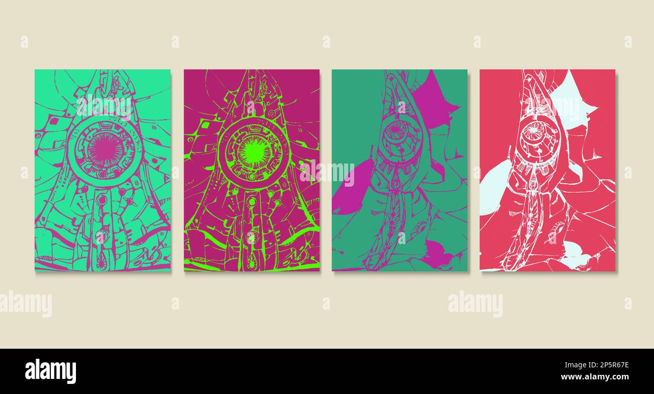 hand drawn mecha abstract background Stock Vector Image & Art - Alamy