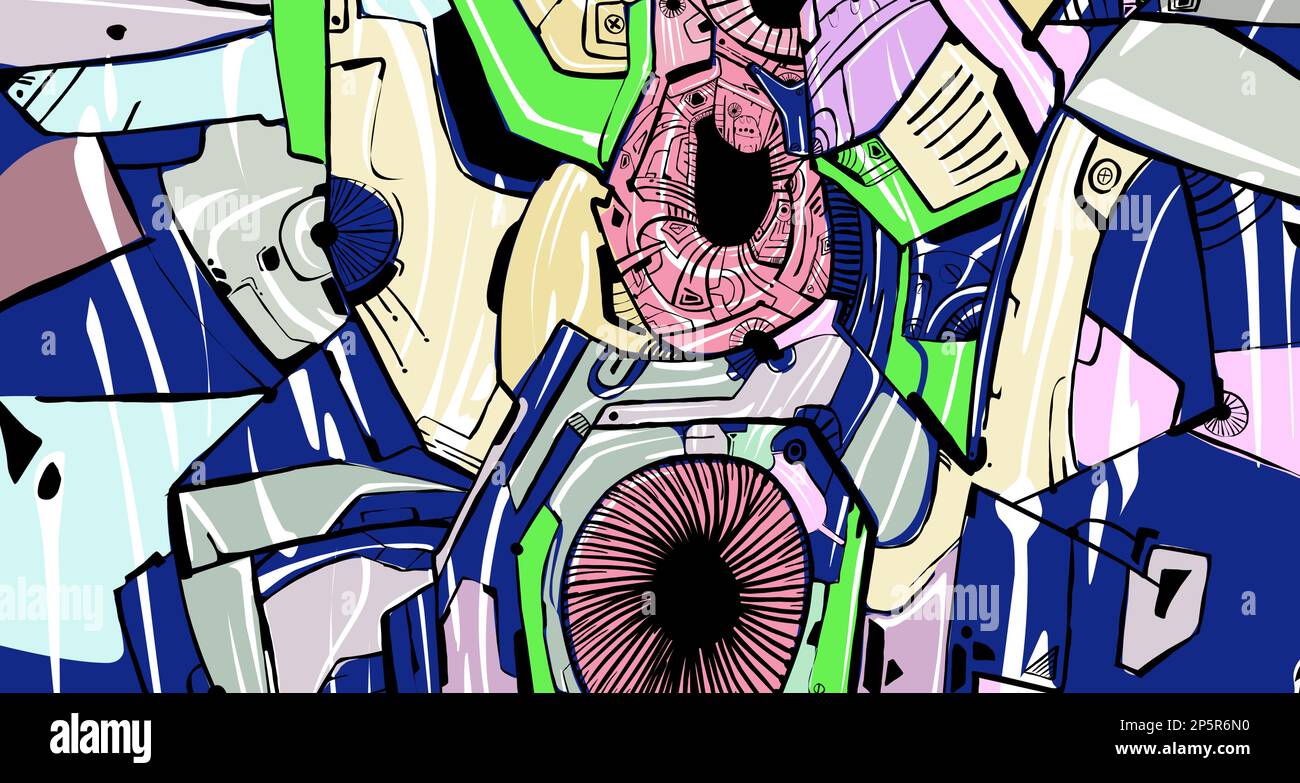 hand drawn mecha abstract background Stock Vector Image & Art - Alamy