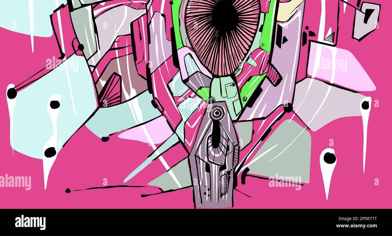 hand drawn mecha abstract background Stock Vector Image & Art - Alamy