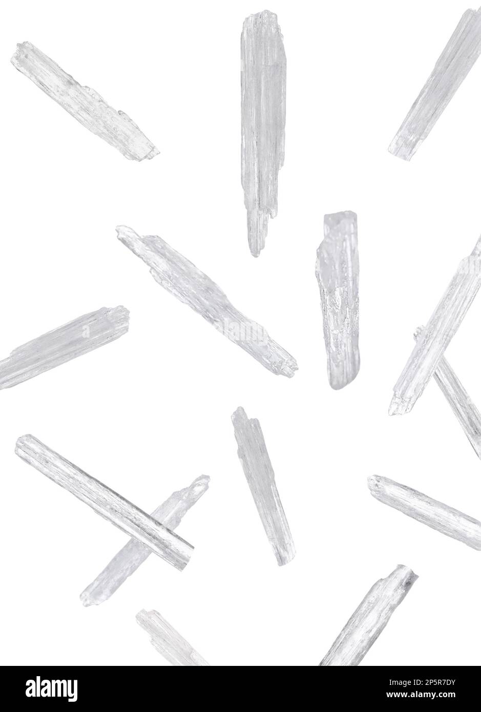 Translucent menthol crystals falling on white background Stock Photo ...