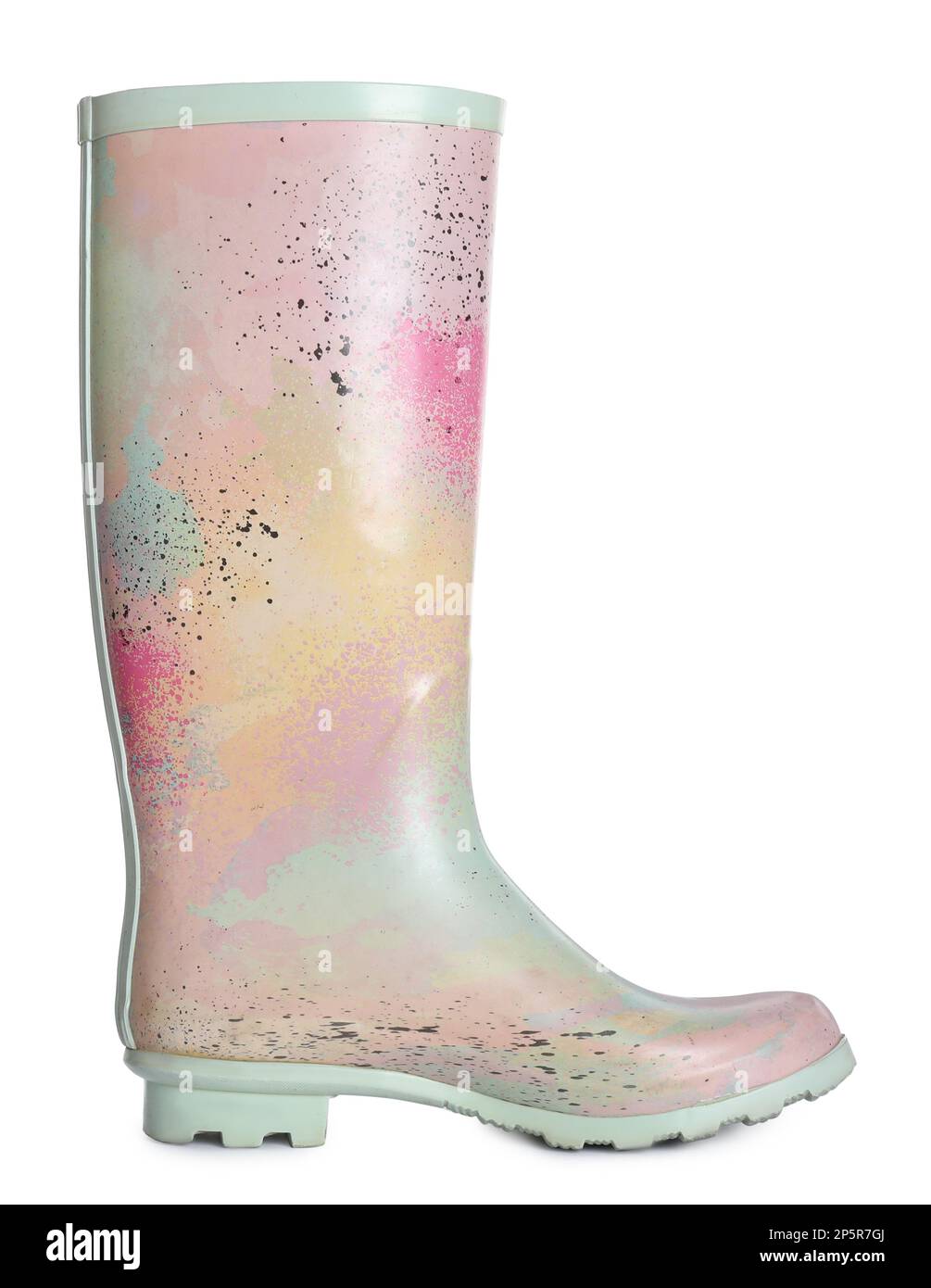 Modern colorful rubber boot isolated on white Stock Photo - Alamy
