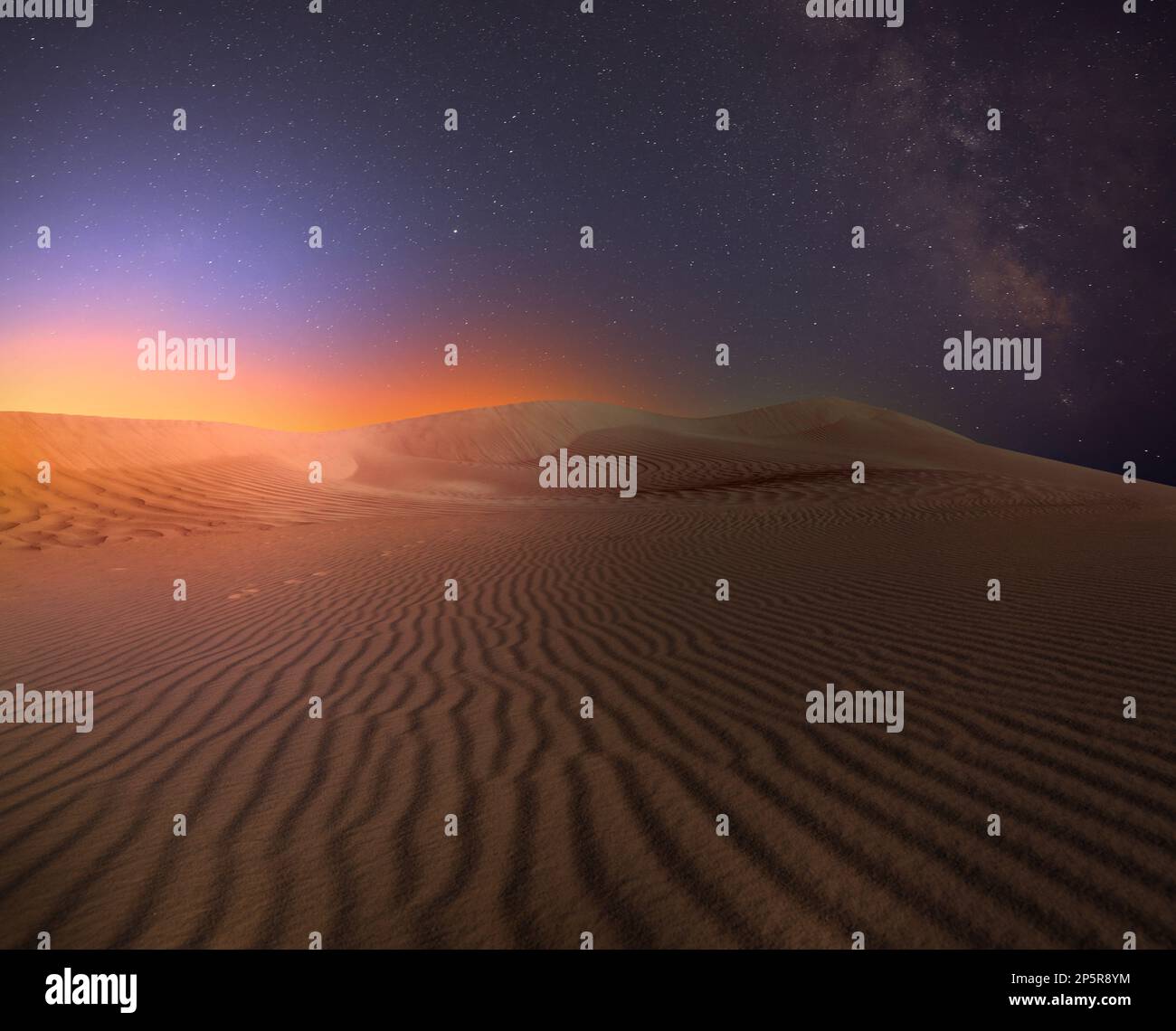 Scenic view of sandy desert under starry sky in night Stock Photo - Alamy