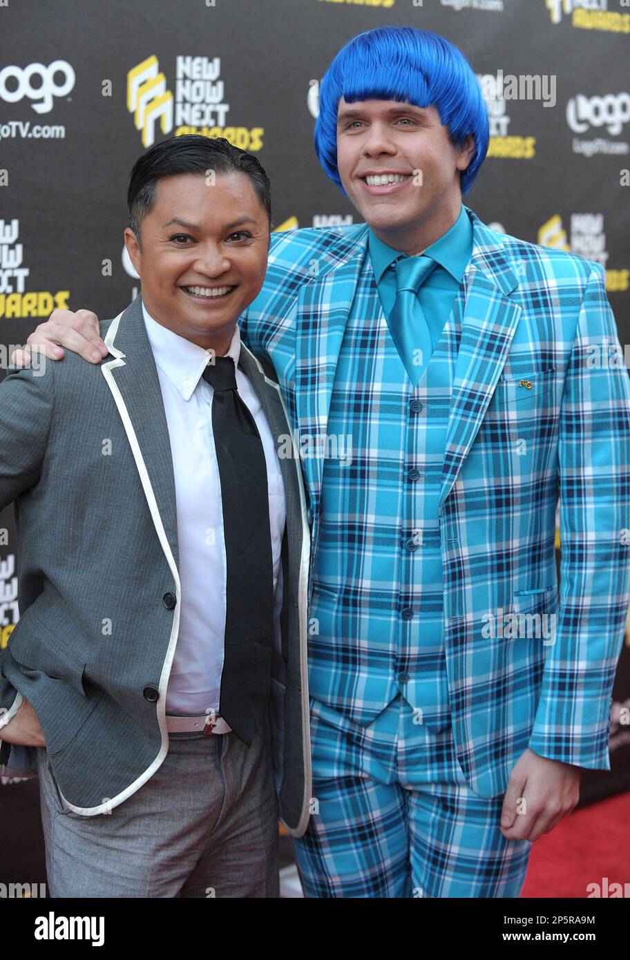 LOS ANGELES, CA - JUNE 08: Alec Mapa and Perez Hilton arrive at Logo's ...