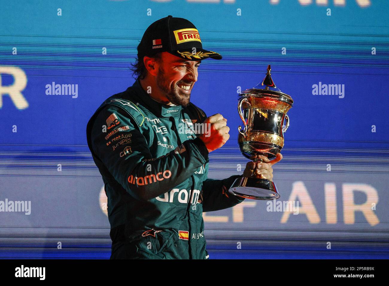 ALONSO Fernando (spa), Aston Martin F1 Team AMR23, portrait celebrates ...