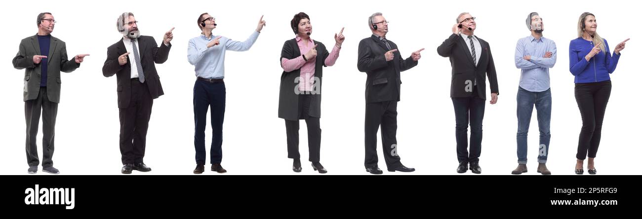 group of business people with microphone isolated Stock Photo - Alamy