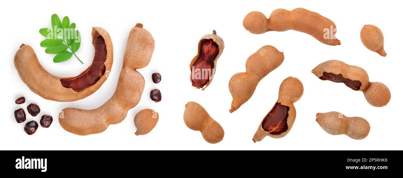 Tamarind fruit with seed isolated on white background with copy space ...
