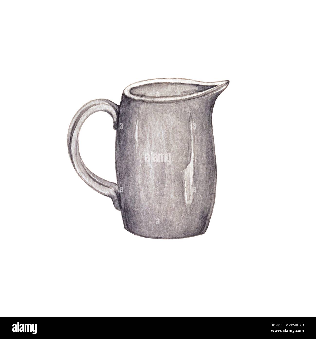 watercolor illustration of grey jug Stock Photo - Alamy