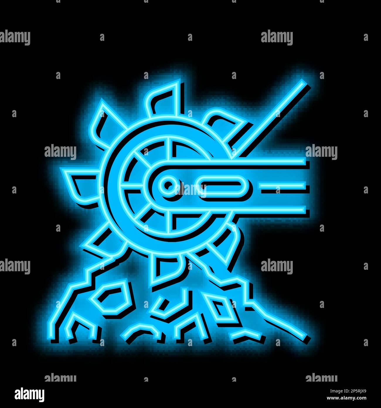 excavator mining machine neon glow icon illustration Stock Vector Image ...