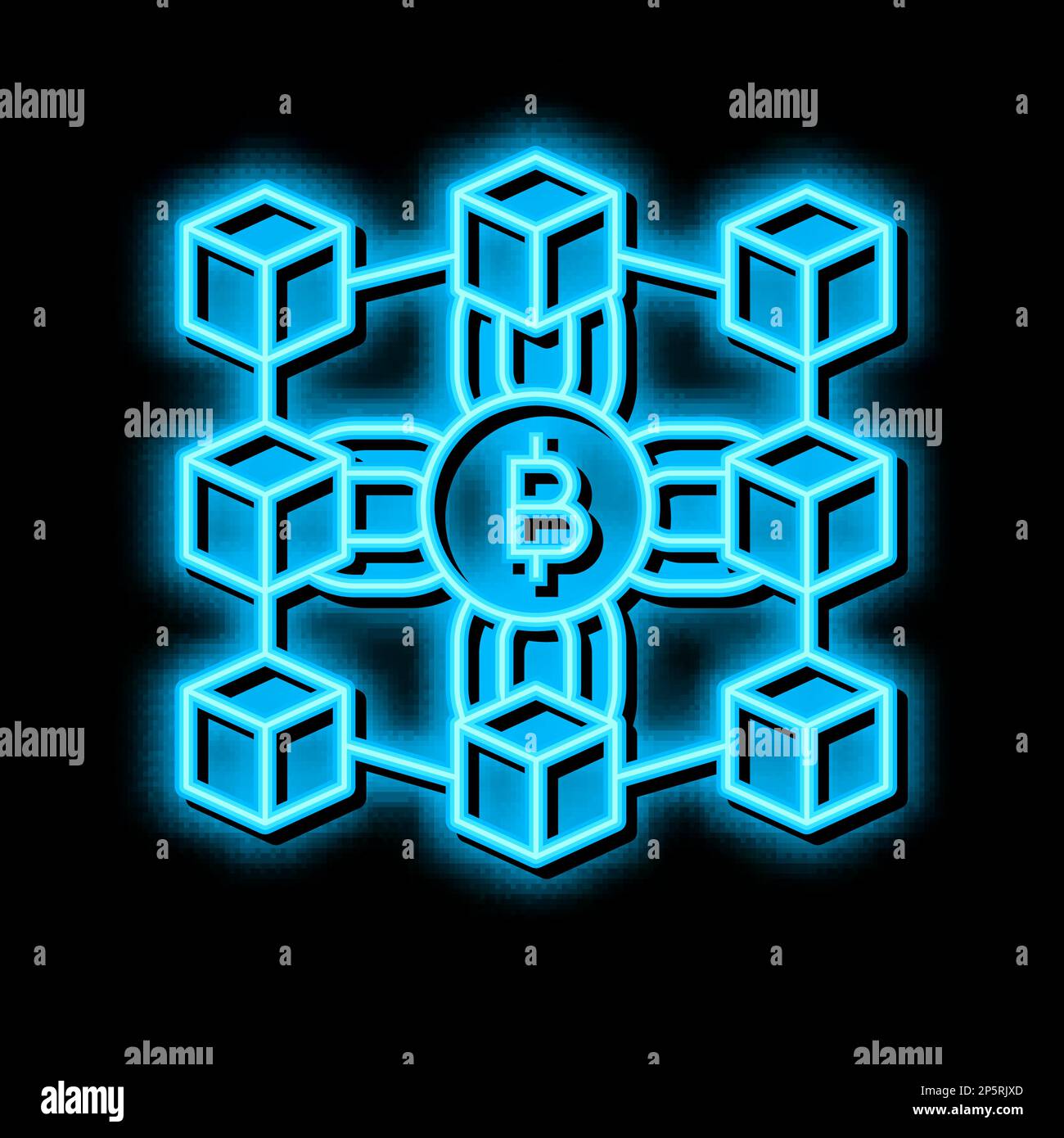 blockchain finance technology neon glow icon illustration Stock Vector ...