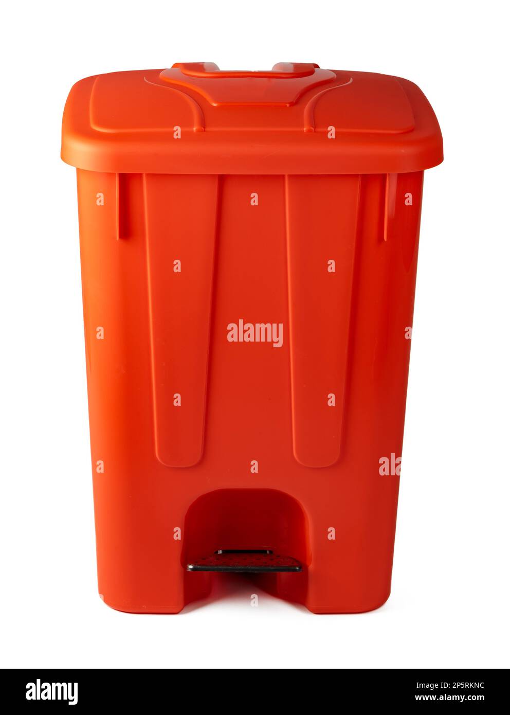 Orange plastic waste bin isolated on white Stock Photo - Alamy