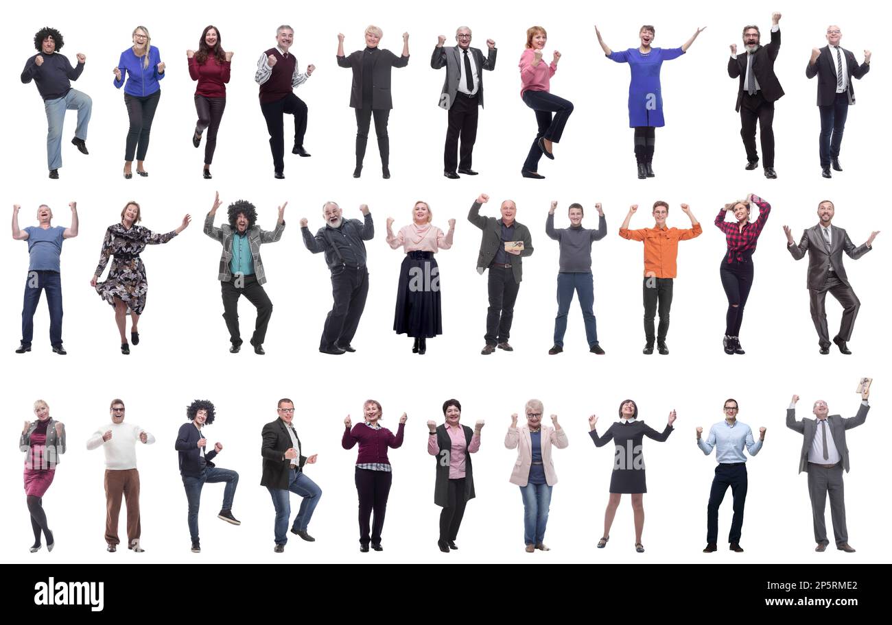 collage of people joyful energetic full length isolated Stock Photo - Alamy
