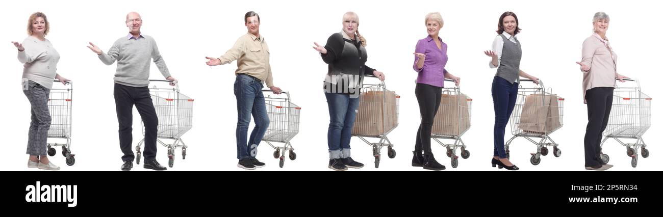 group of people with cart and outstretched hand Stock Photo - Alamy