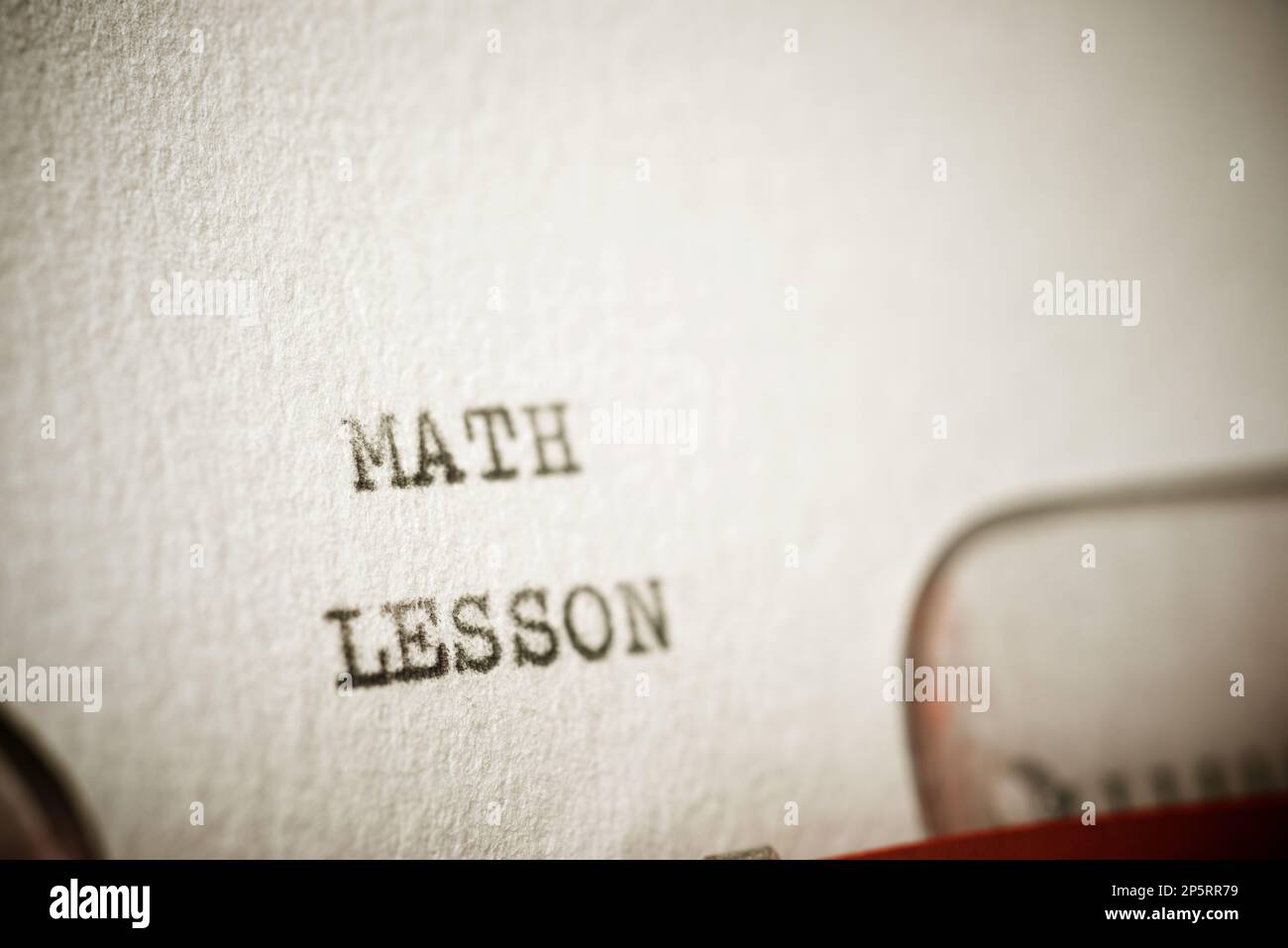 Math lesson text written with a typewriter Stock Photo - Alamy