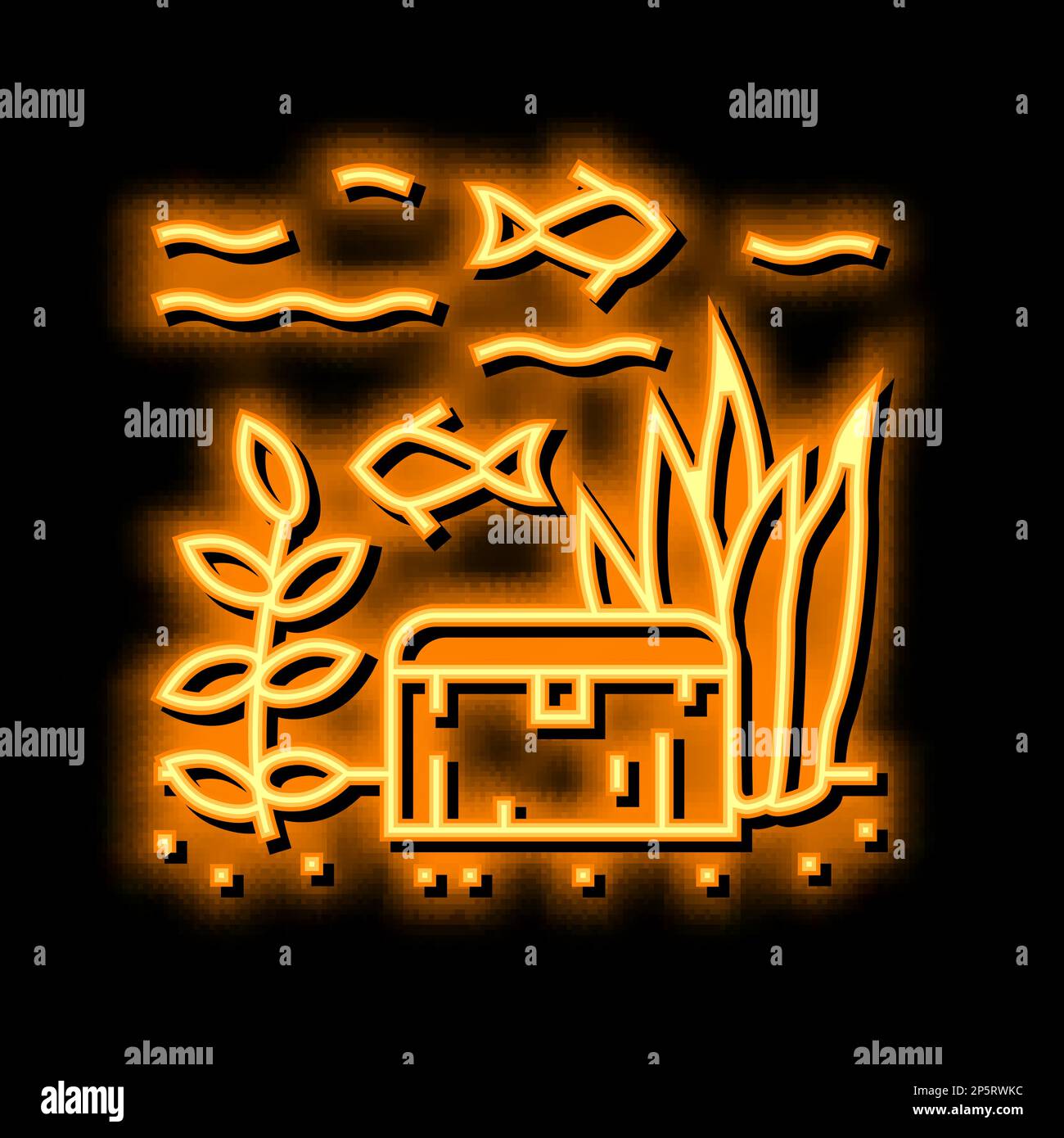 sunken underwater chest neon glow icon illustration Stock Vector Image ...