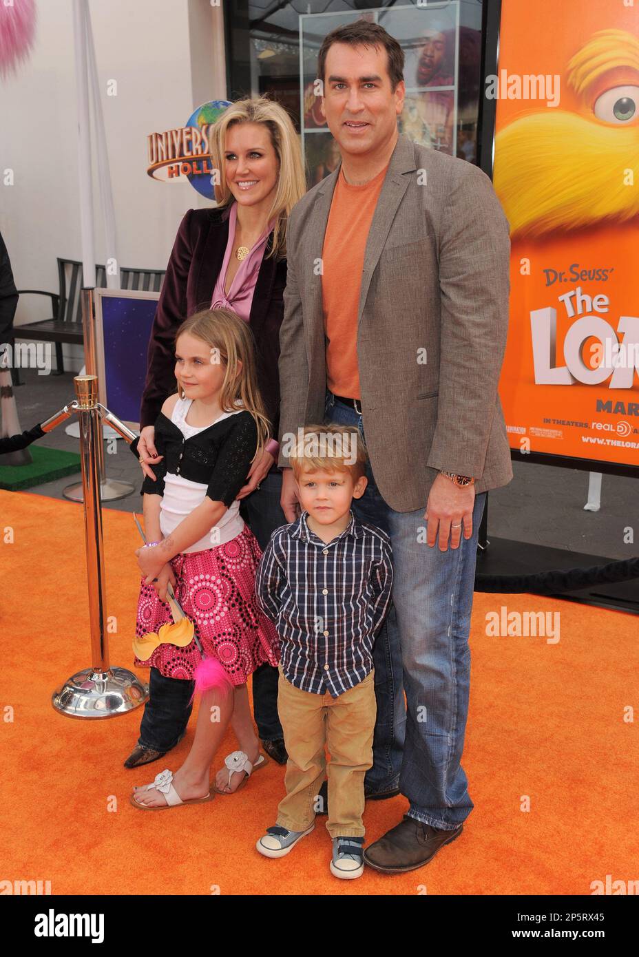 UNIVERSAL CITY, CA - FEBRUARY 19: Actor Rob Riggle and family arrive at ...