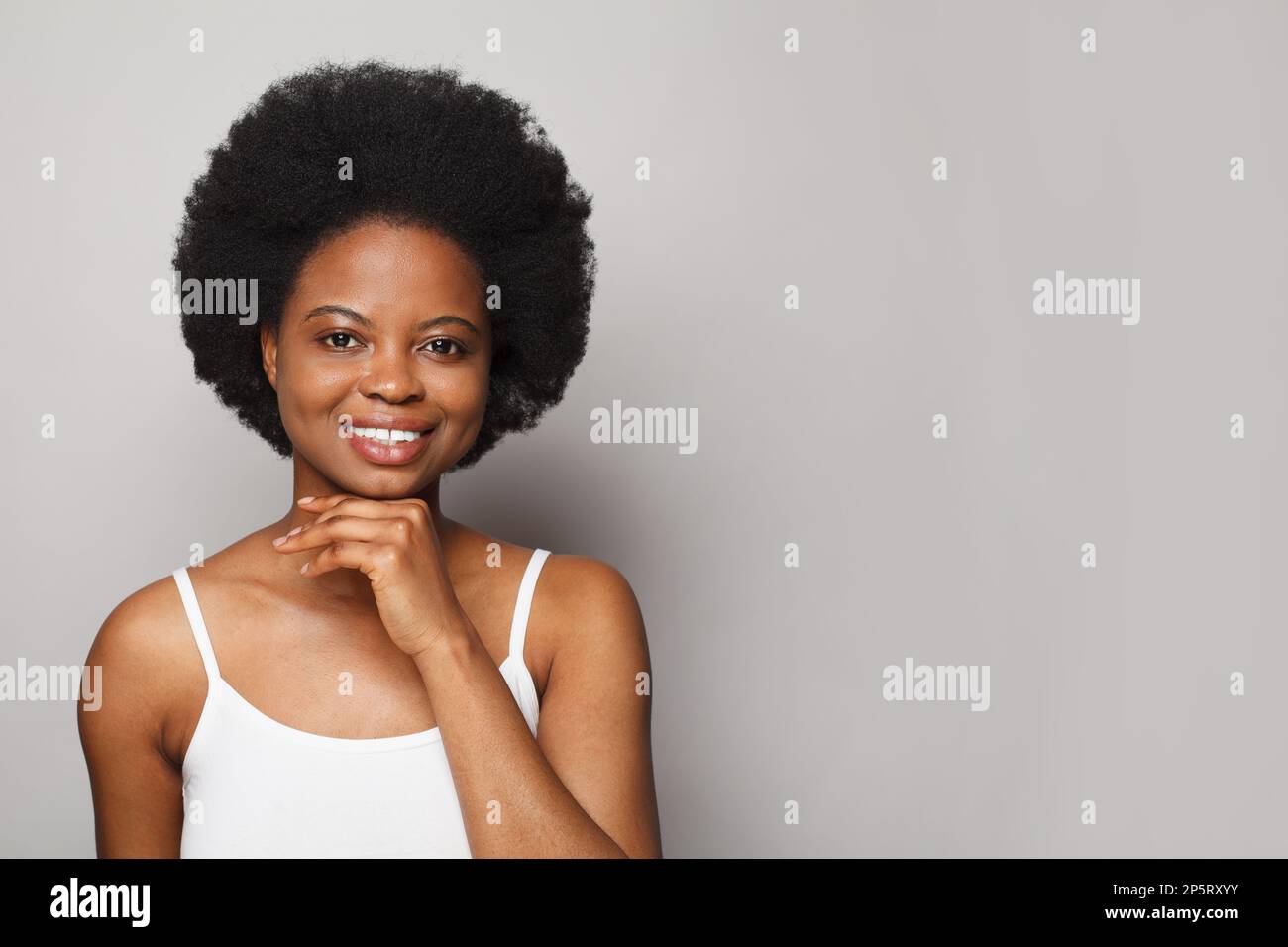 Pretty lady portrait. Healthy female model with clean fresh skin on ...