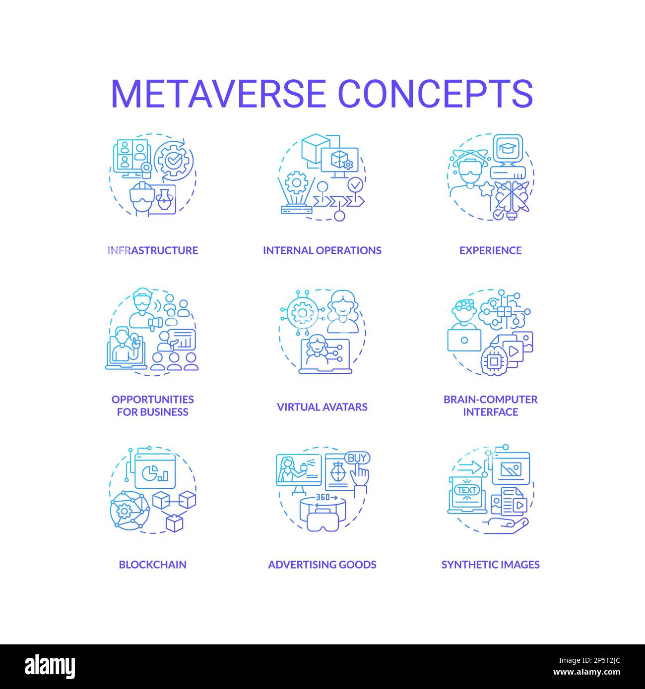 Metaverse Blue Gradient Concept Icons Set Stock Vector Image And Art Alamy