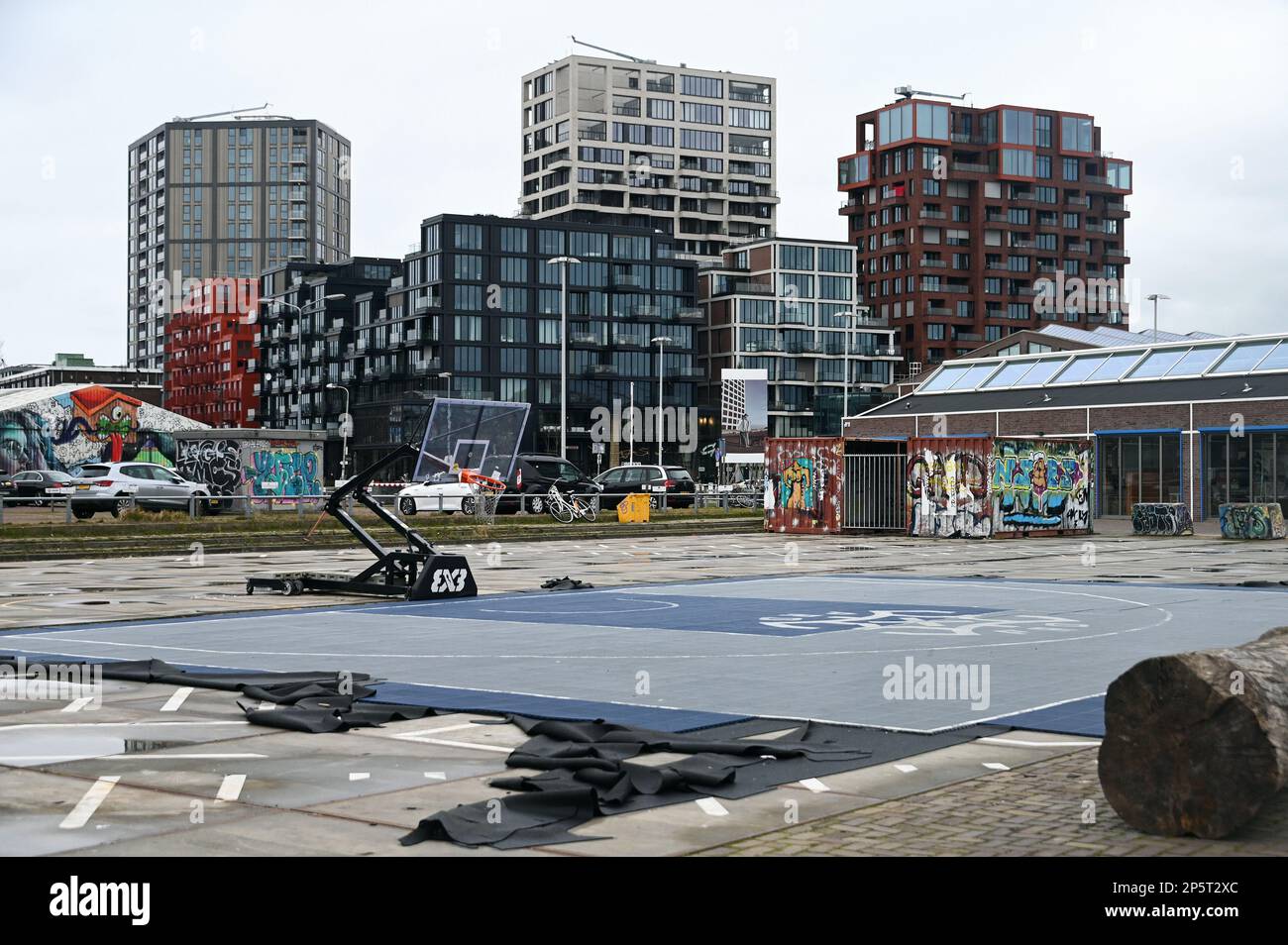 Modern buildings on the shipyard site NDSM Plein, Amsterdam ...