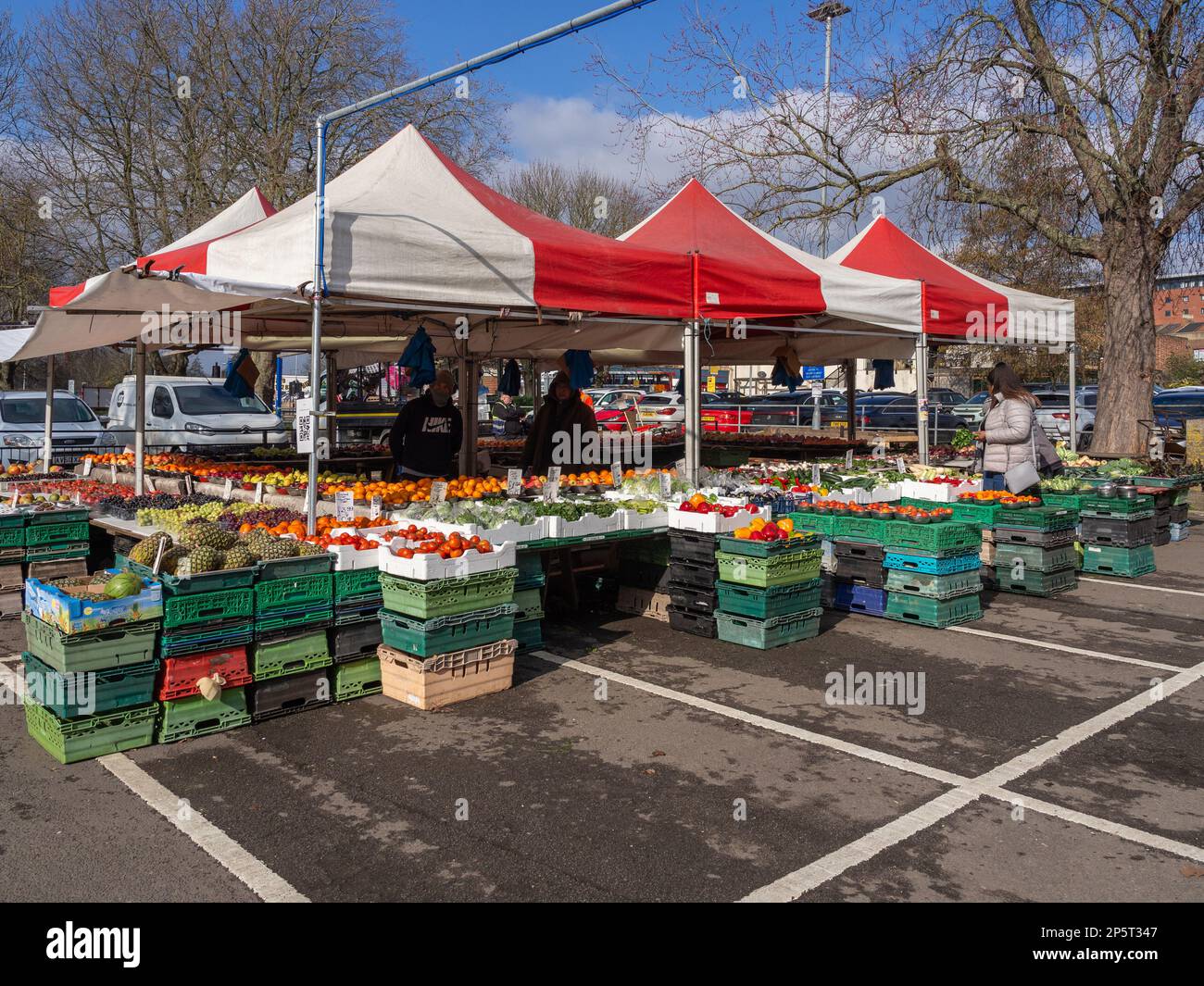 March 2023; Northampton Market in its temporary location at St Peters ...