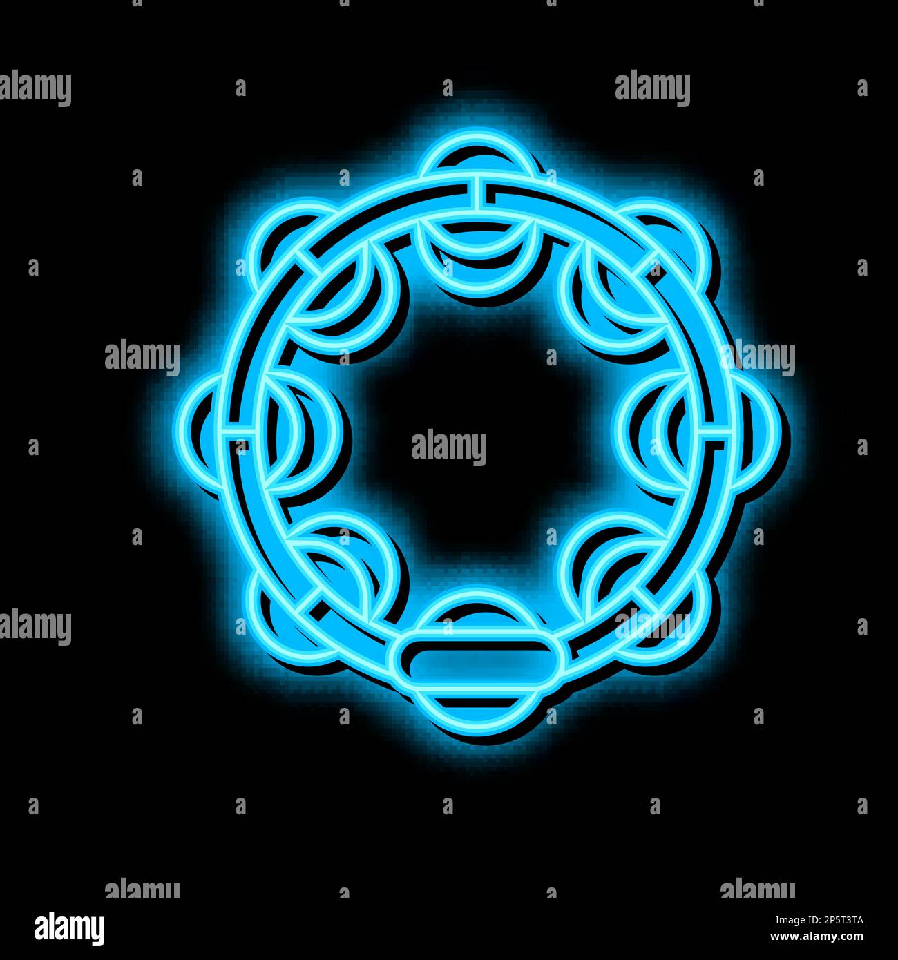 tambourine rhythmic musical instrument neon glow icon illustration ...