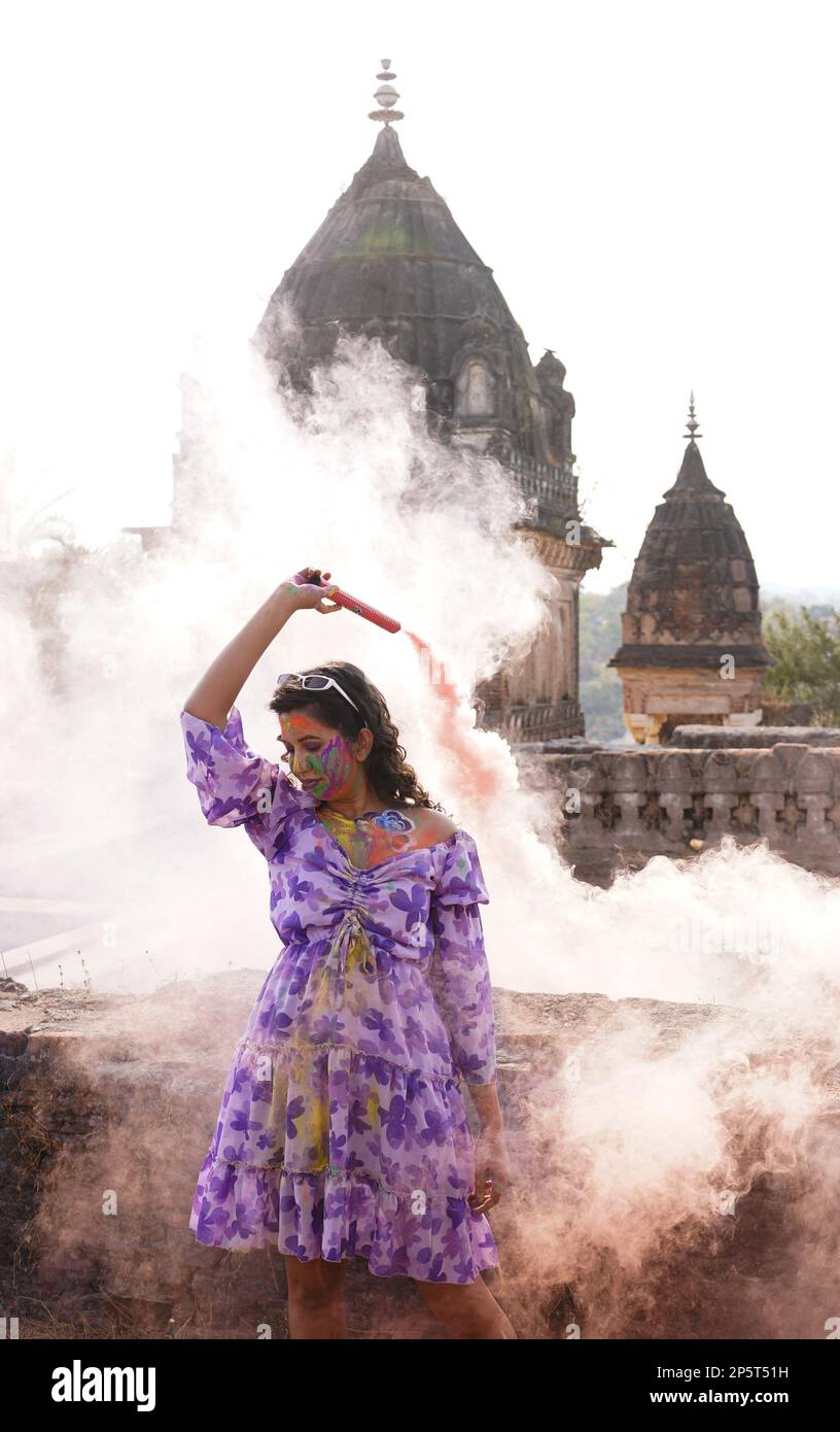 Madhya Pradesh, India, Jabalpur, March 07, 2023 : Indian model khushboo ...