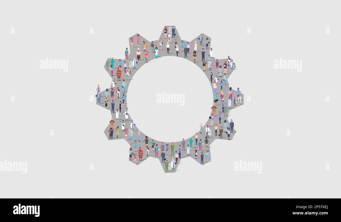 Genius People Teamwork Concept. Large Crowd of Organized Business ...