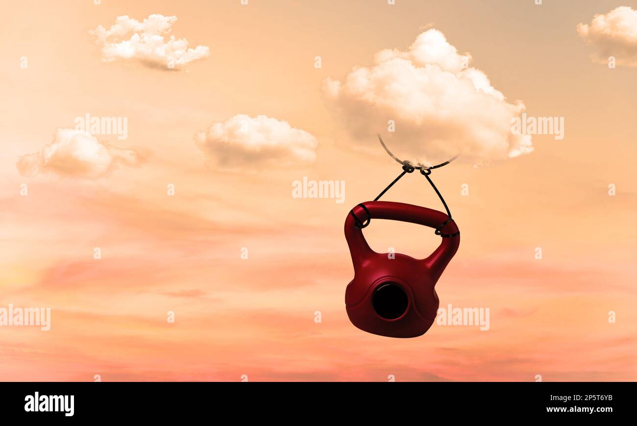 Cloud Carrying A Heavy Weight Flying with Difficulty. Concept of Held ...