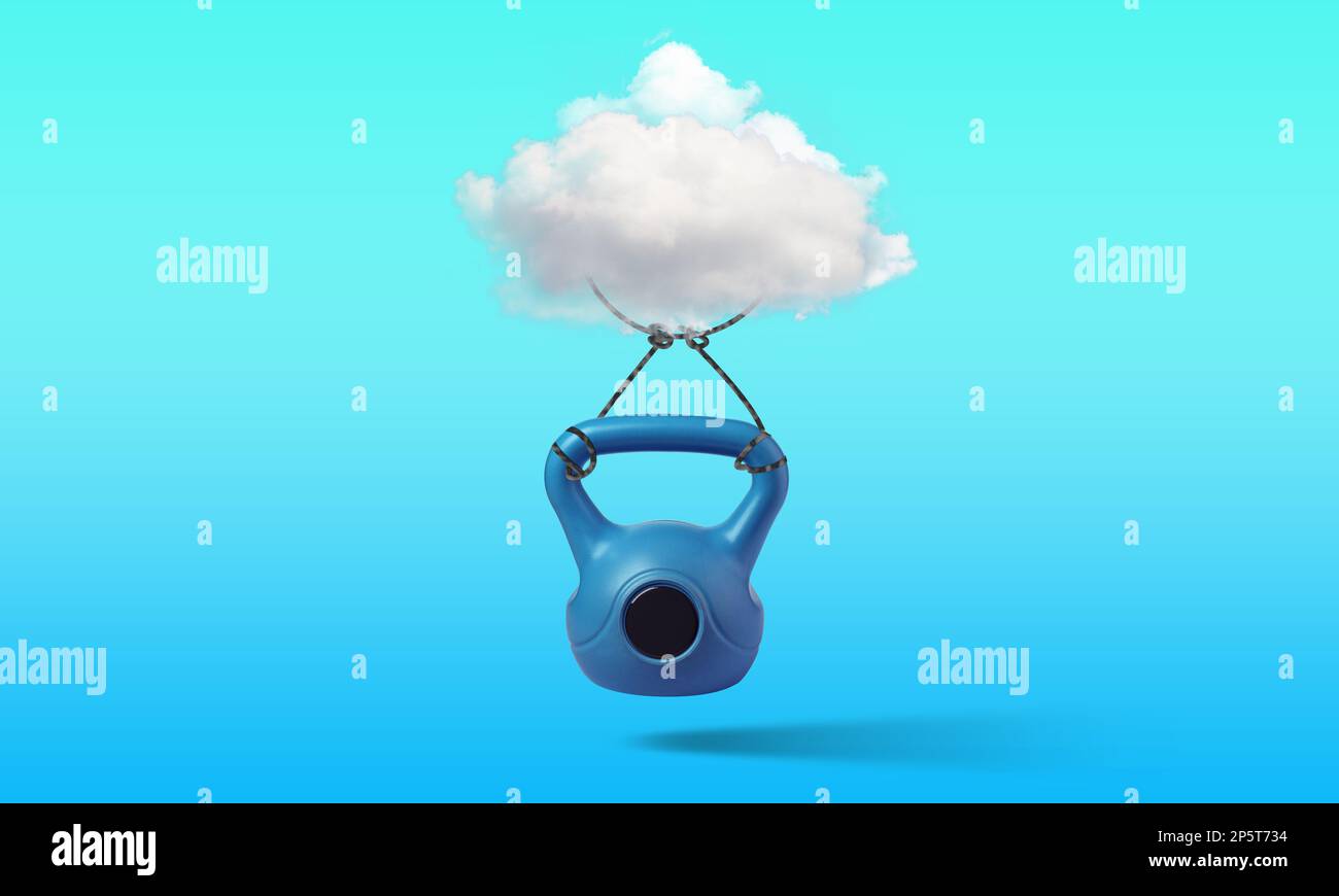 Cloud Carrying A Heavy Weight Flying with Difficulty. Concept of Held ...