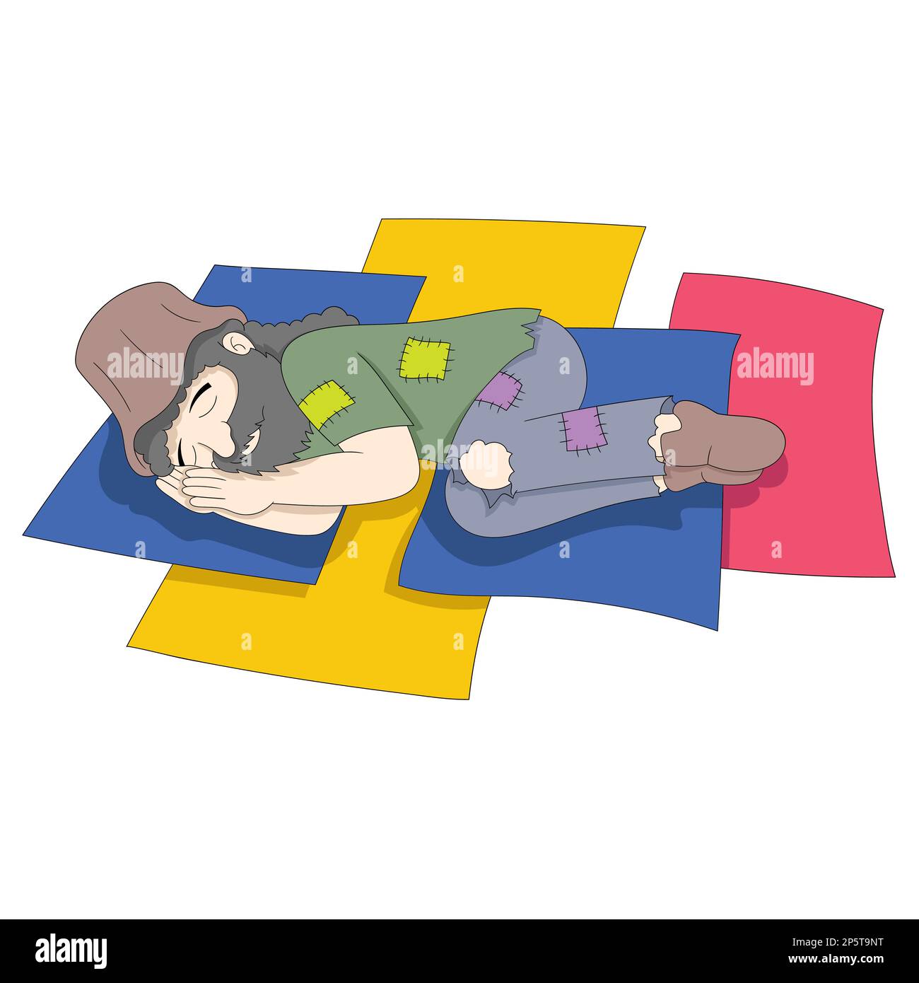 Homeless man sleeping on floor Cut Out Stock Images & Pictures - Alamy