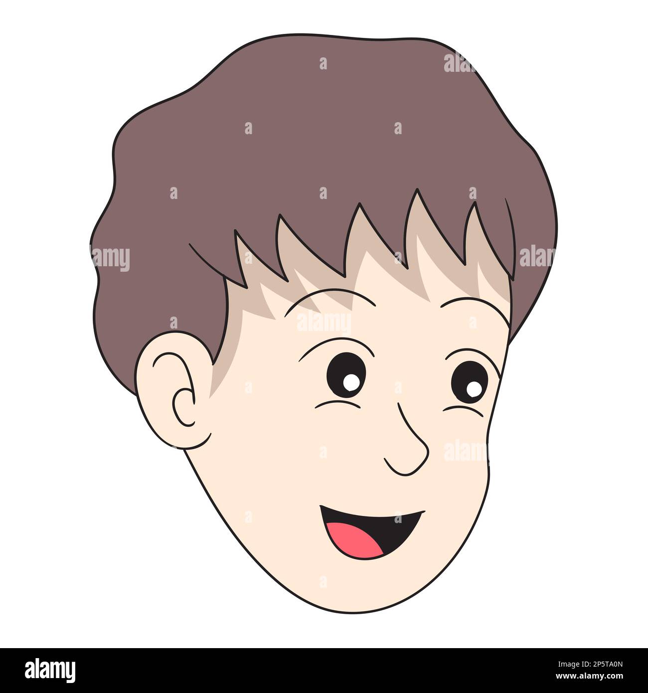 cute smiling face emoticon boy head Stock Vector Image & Art - Alamy