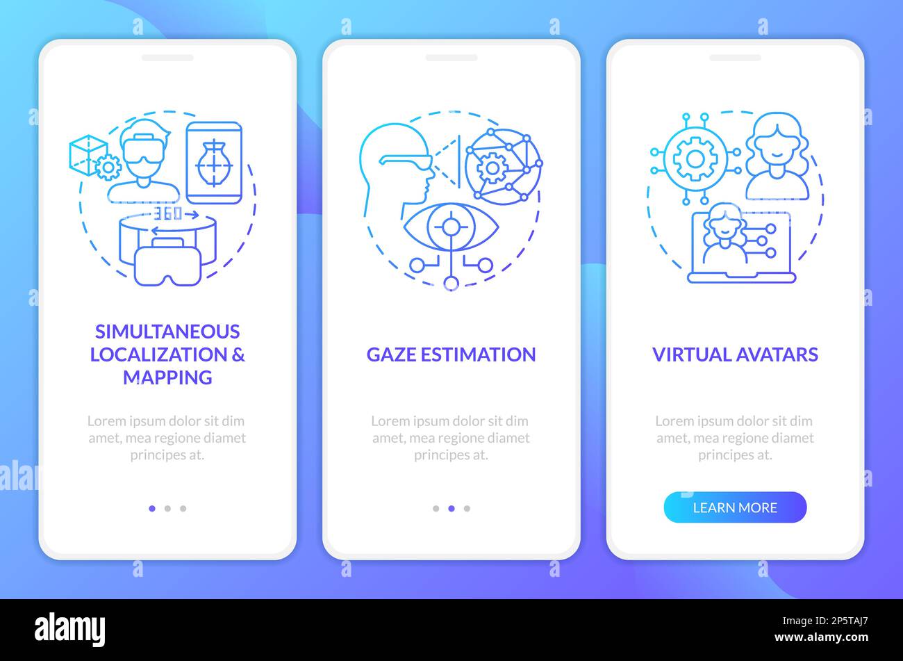 Data solutions for metaverse blue gradient onboarding mobile app screen Stock Vector Image & Art ...