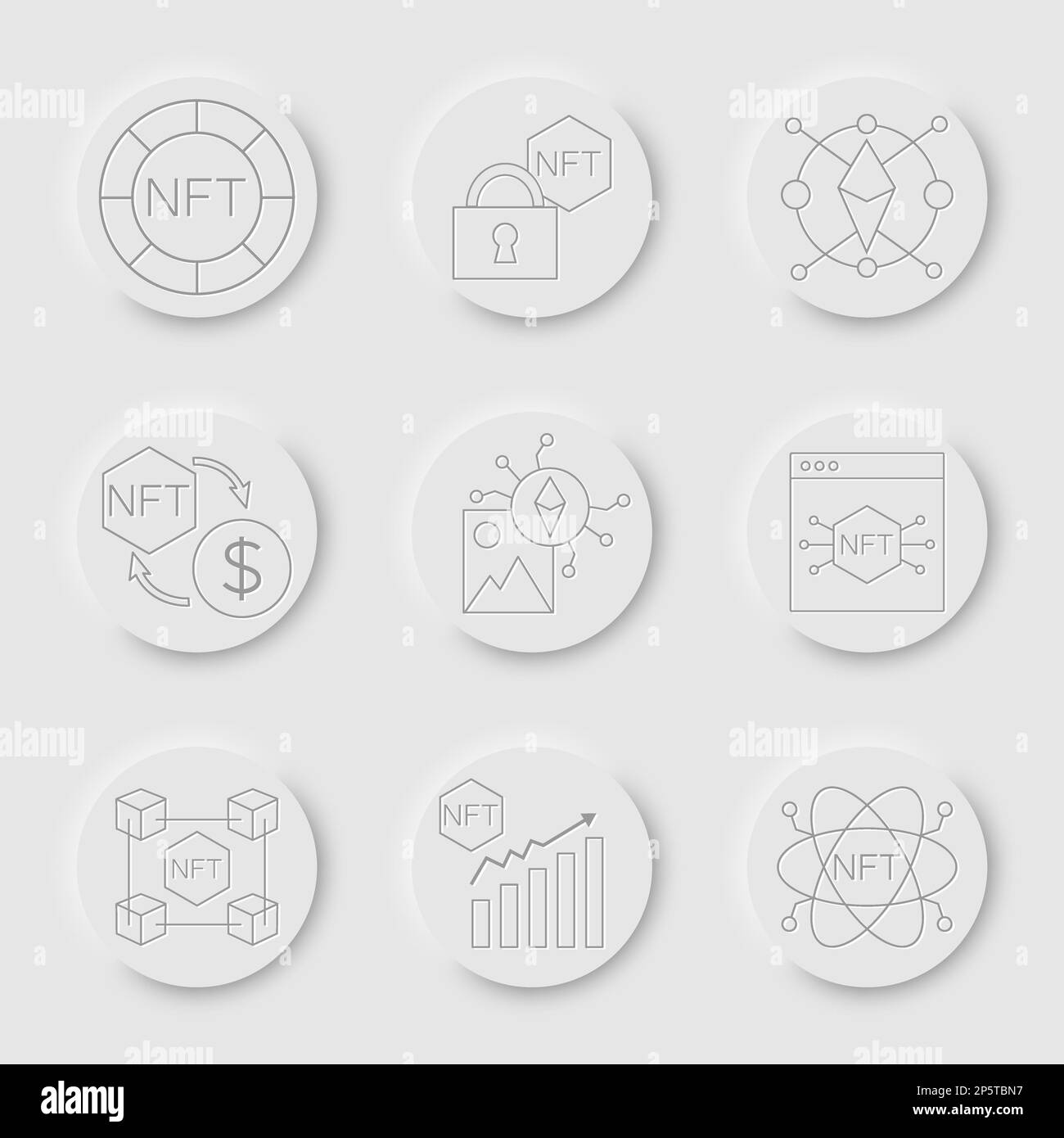 NFT technology line icon set. Crypto Icon or Logo Symbol vector ...