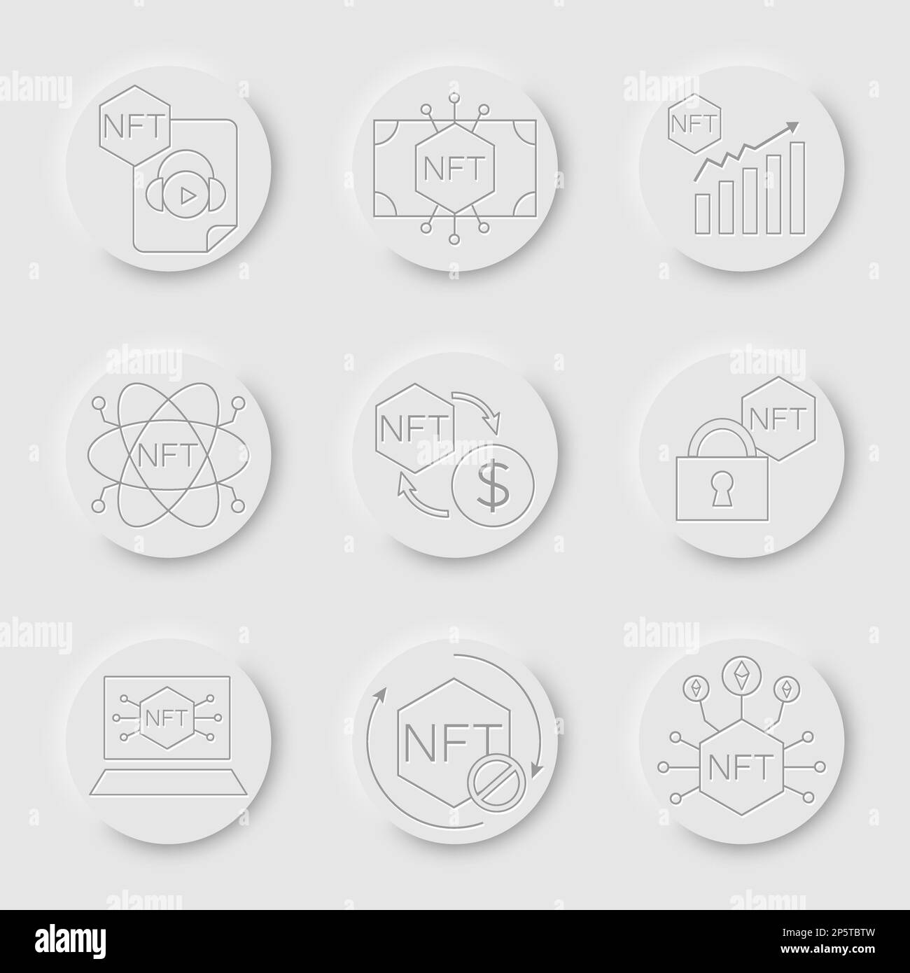 NFT technology line icon set. Crypto Icon or Logo Symbol vector illustration Stock Vector Image ...