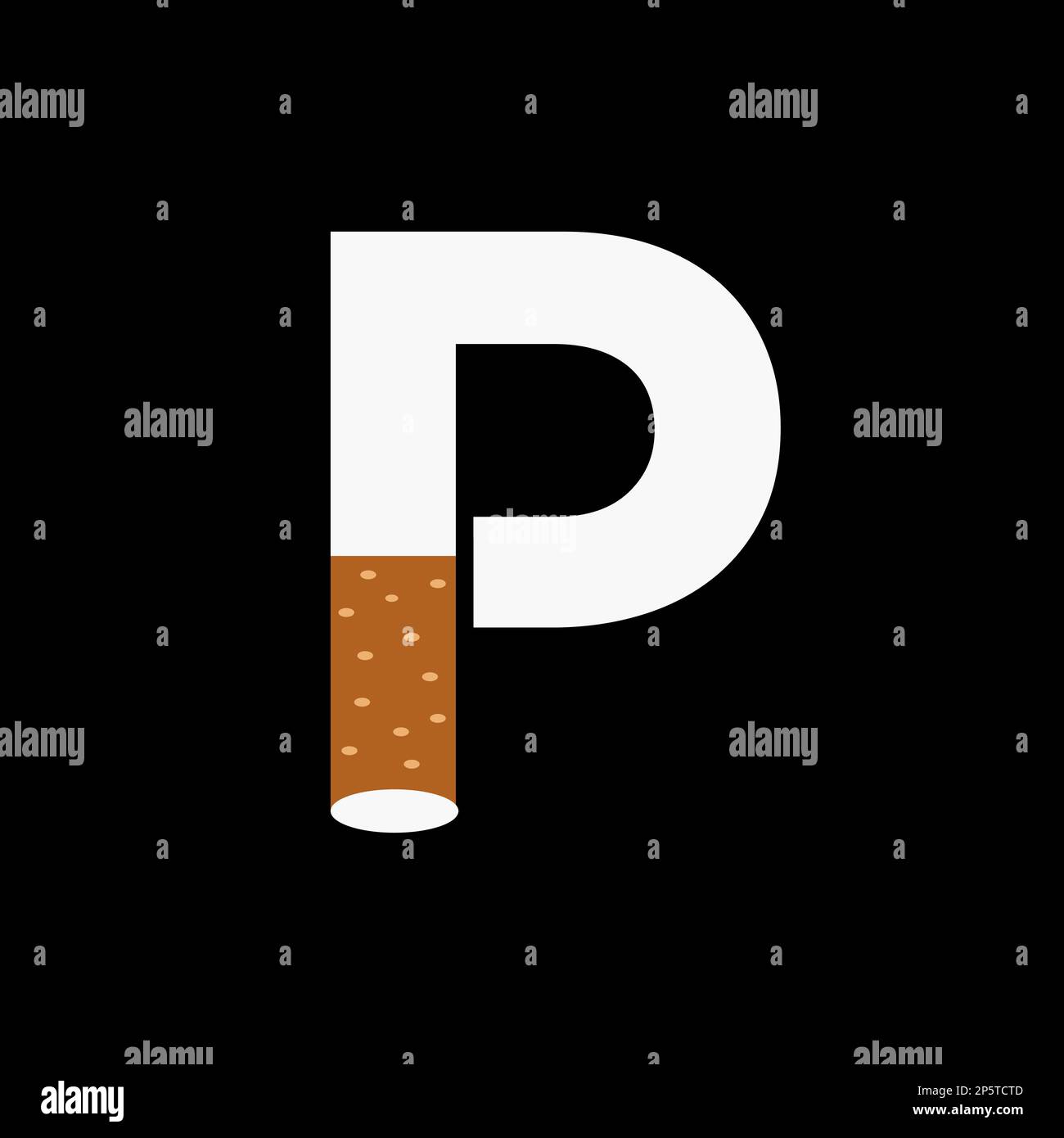 Letter P Smoke Logo Concept With Cigarette Icon. Tobacco Logo Vector ...