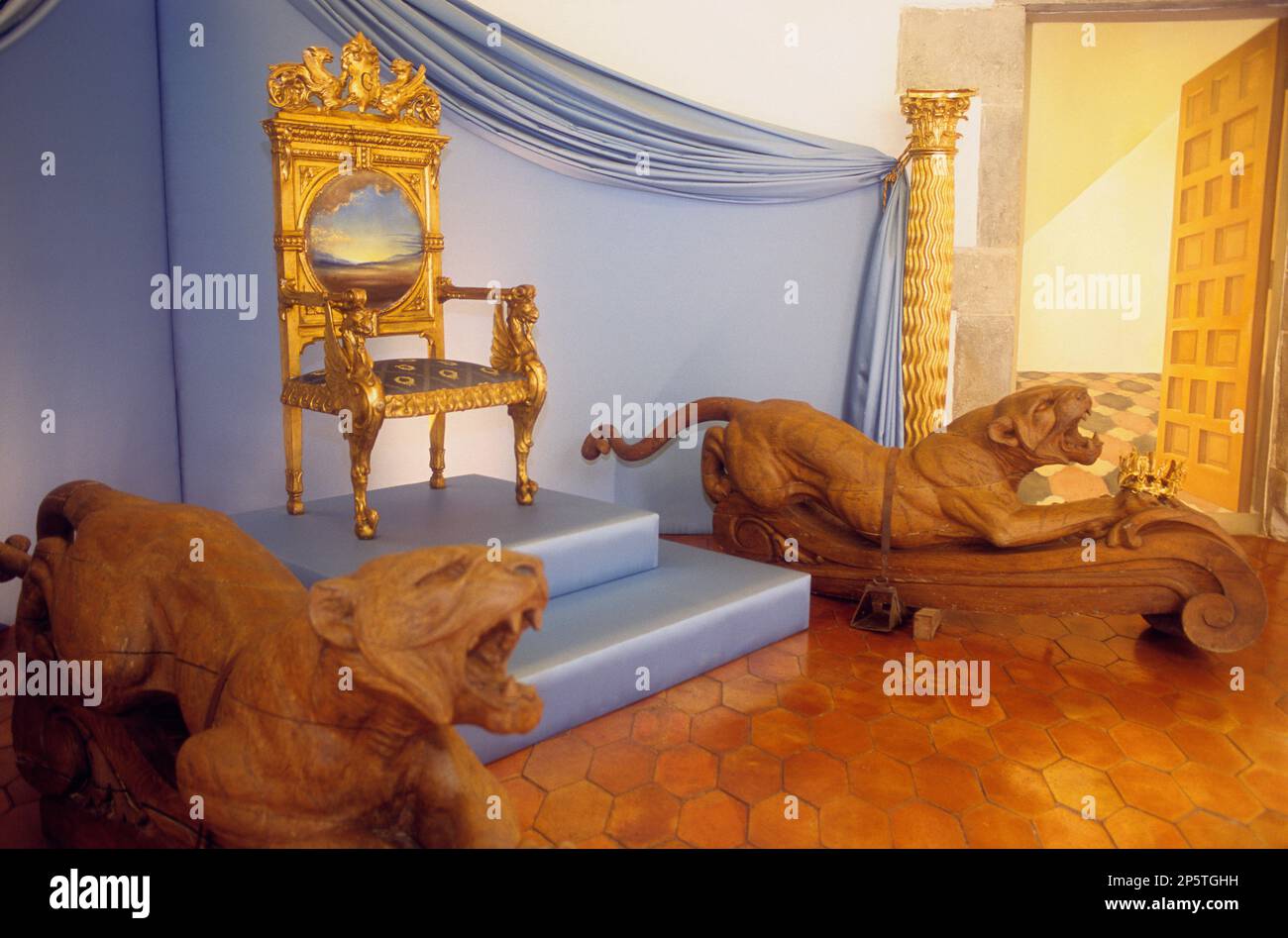 Púbol. Museum - castle Gala-Dalí. Lounge of `Los Escudos´.Costa Brava ...