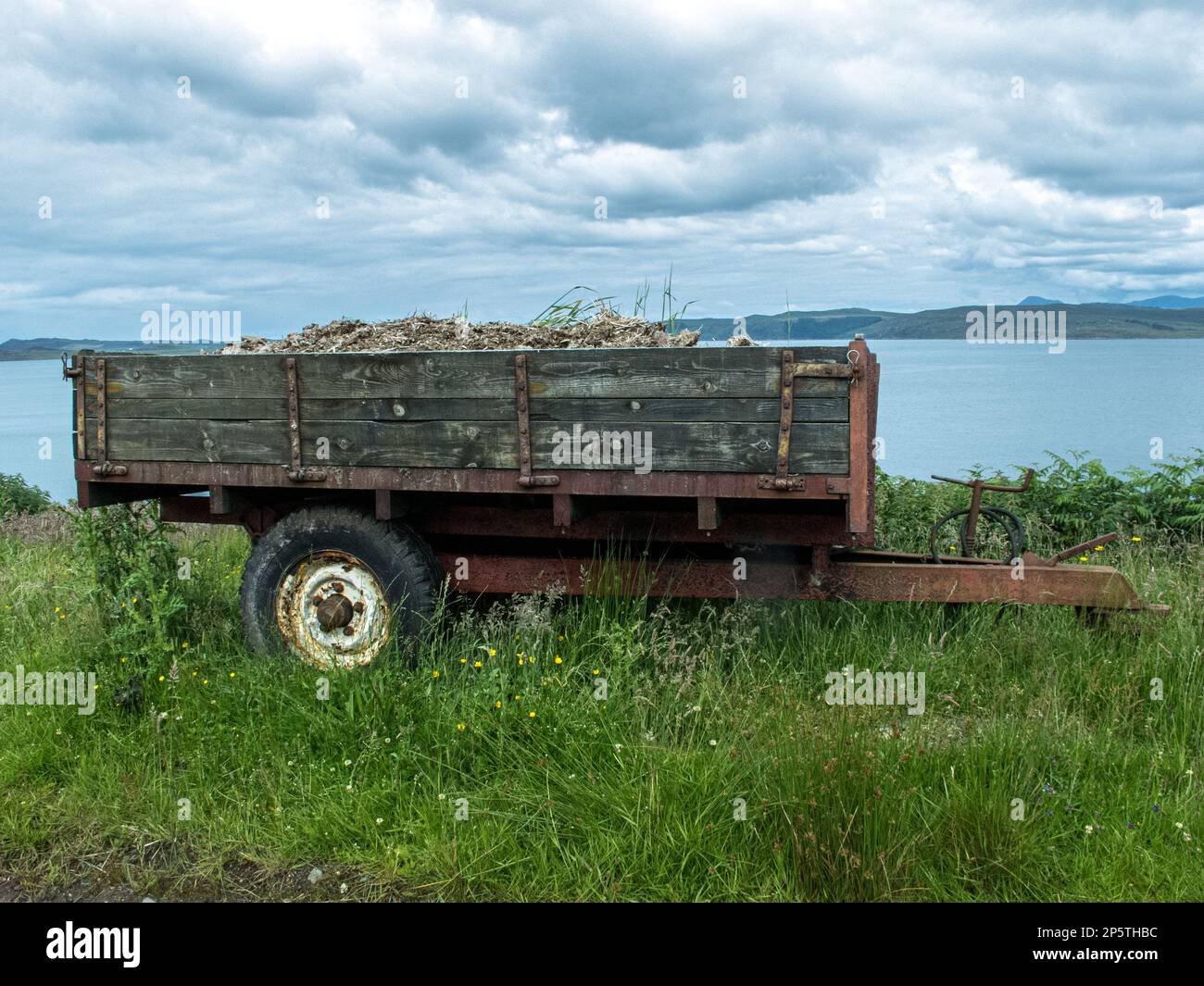 Trailer Of Manure with Loch Ewe in the background,Wester Ross Scotland ...