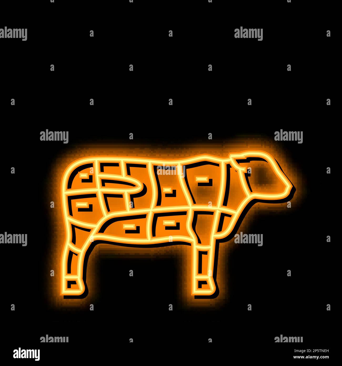 sirloin cow meat neon glow icon illustration Stock Vector Image & Art ...