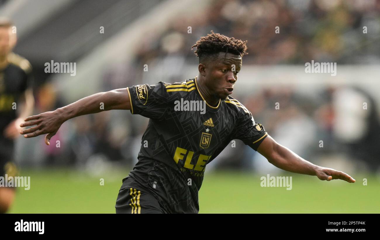 Los Angeles FC forward Kwadwo Opoku controls the ball during the second ...