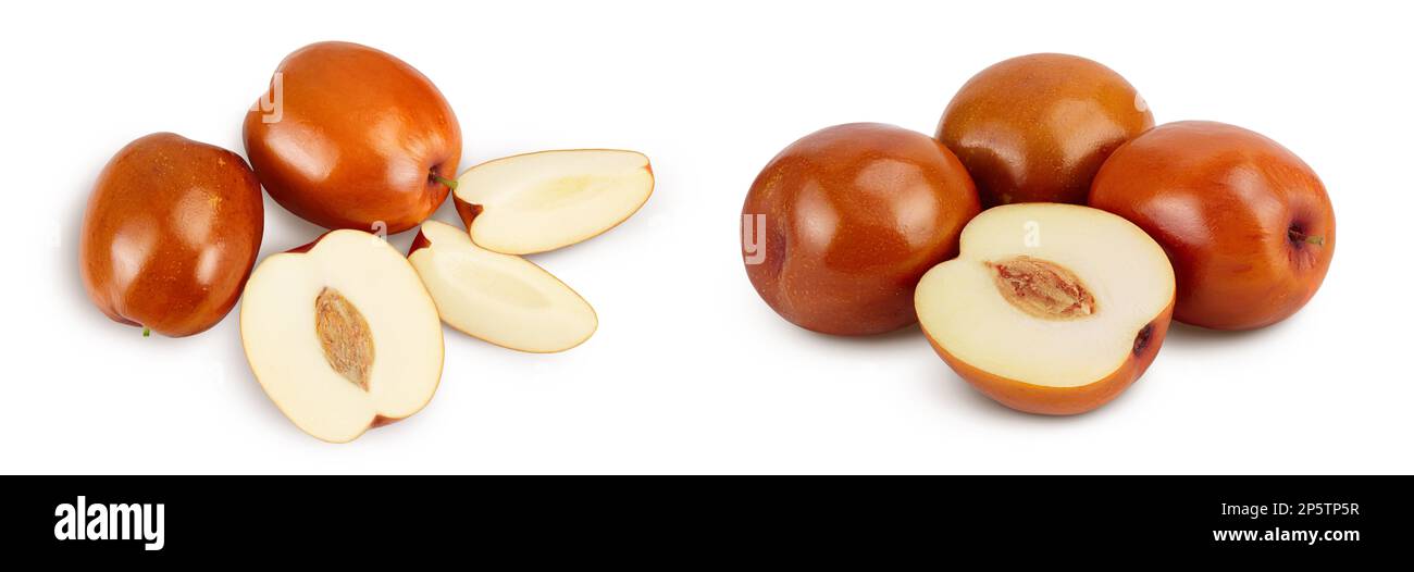 jujube or chinese date isolated on white background . Top view. Flat ...