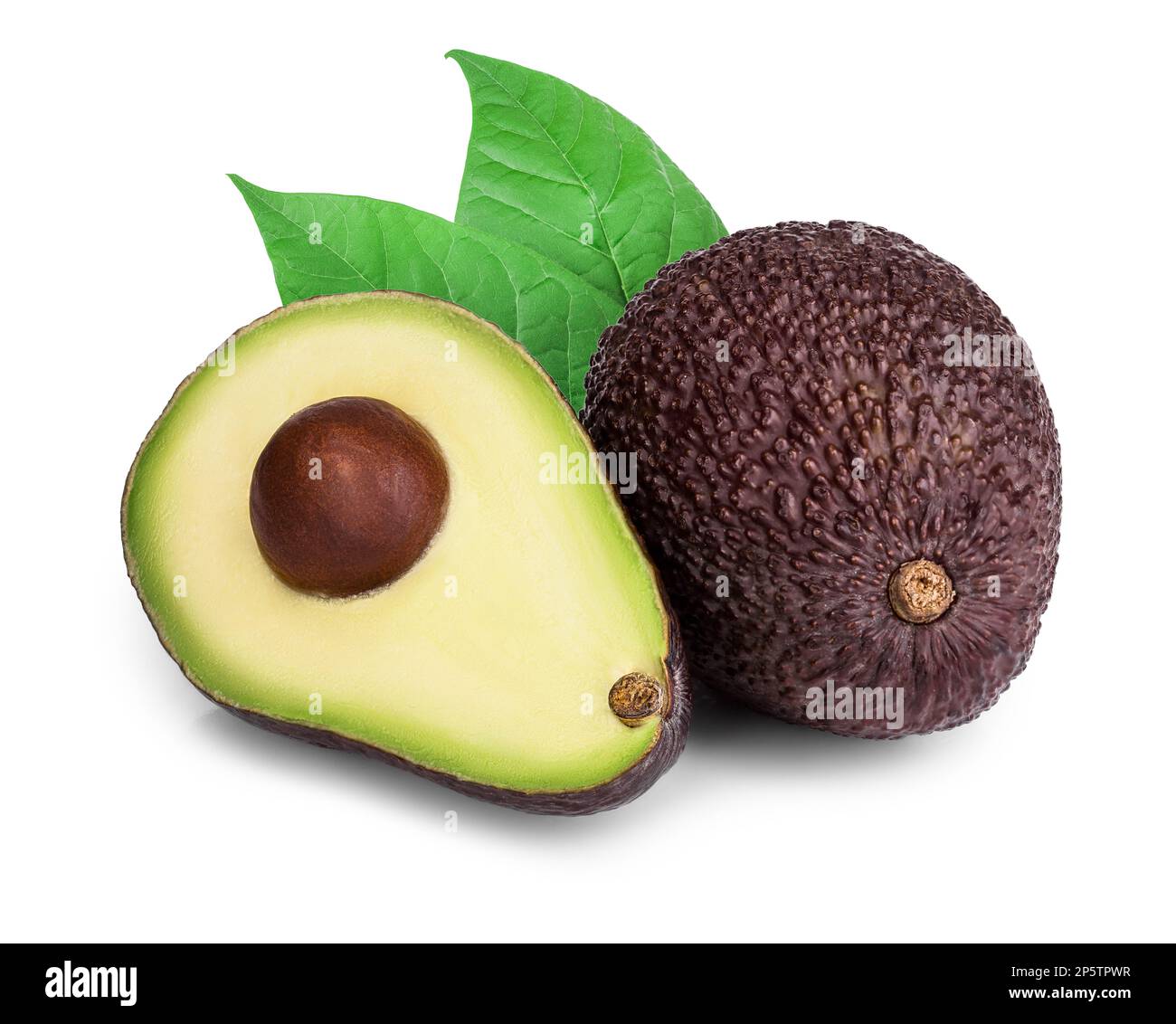 avocado and half isolated on white background Stock Photo - Alamy