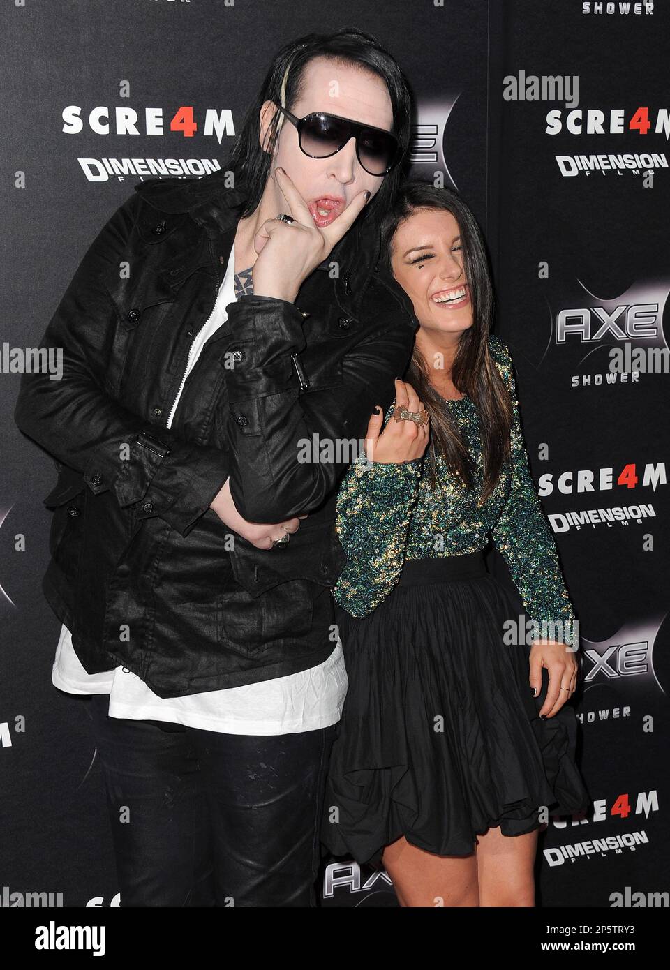 HOLLYWOOD, CA - APRIL 11: Actress Shanae Grimes (R) and Marilyn Manson ...