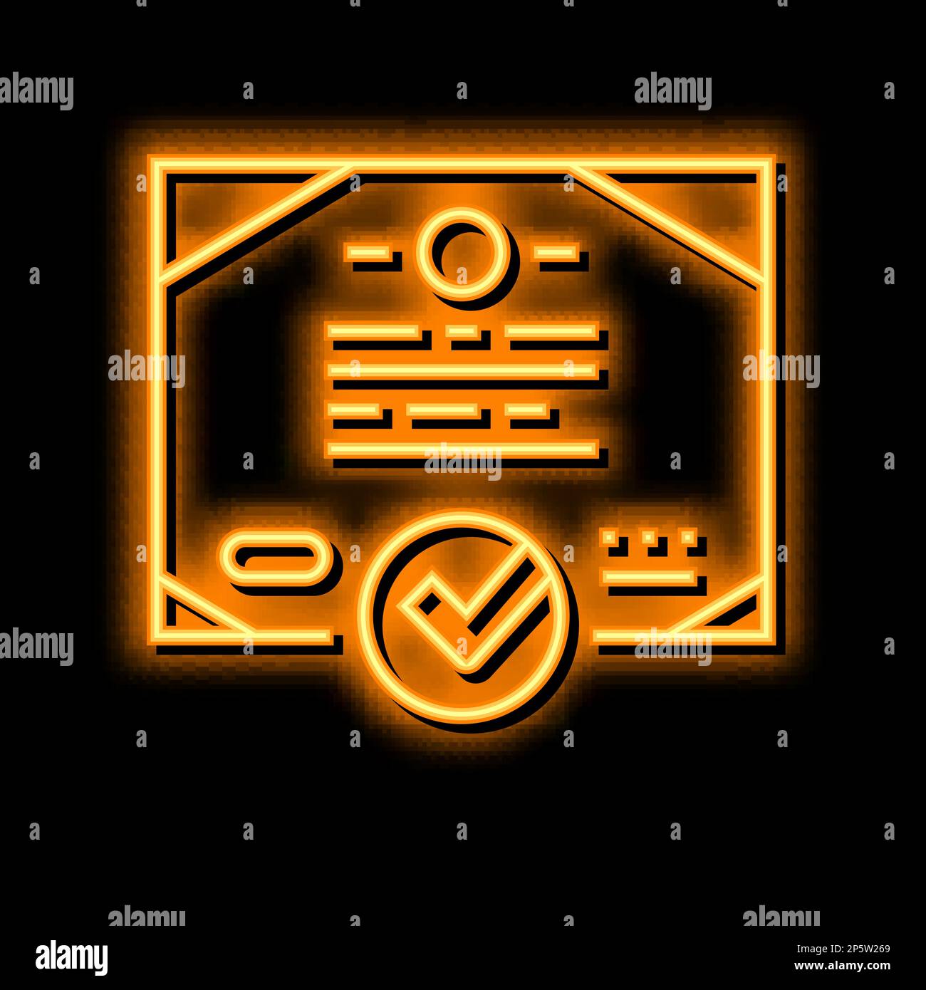 certificate quality neon glow icon illustration Stock Vector Image ...