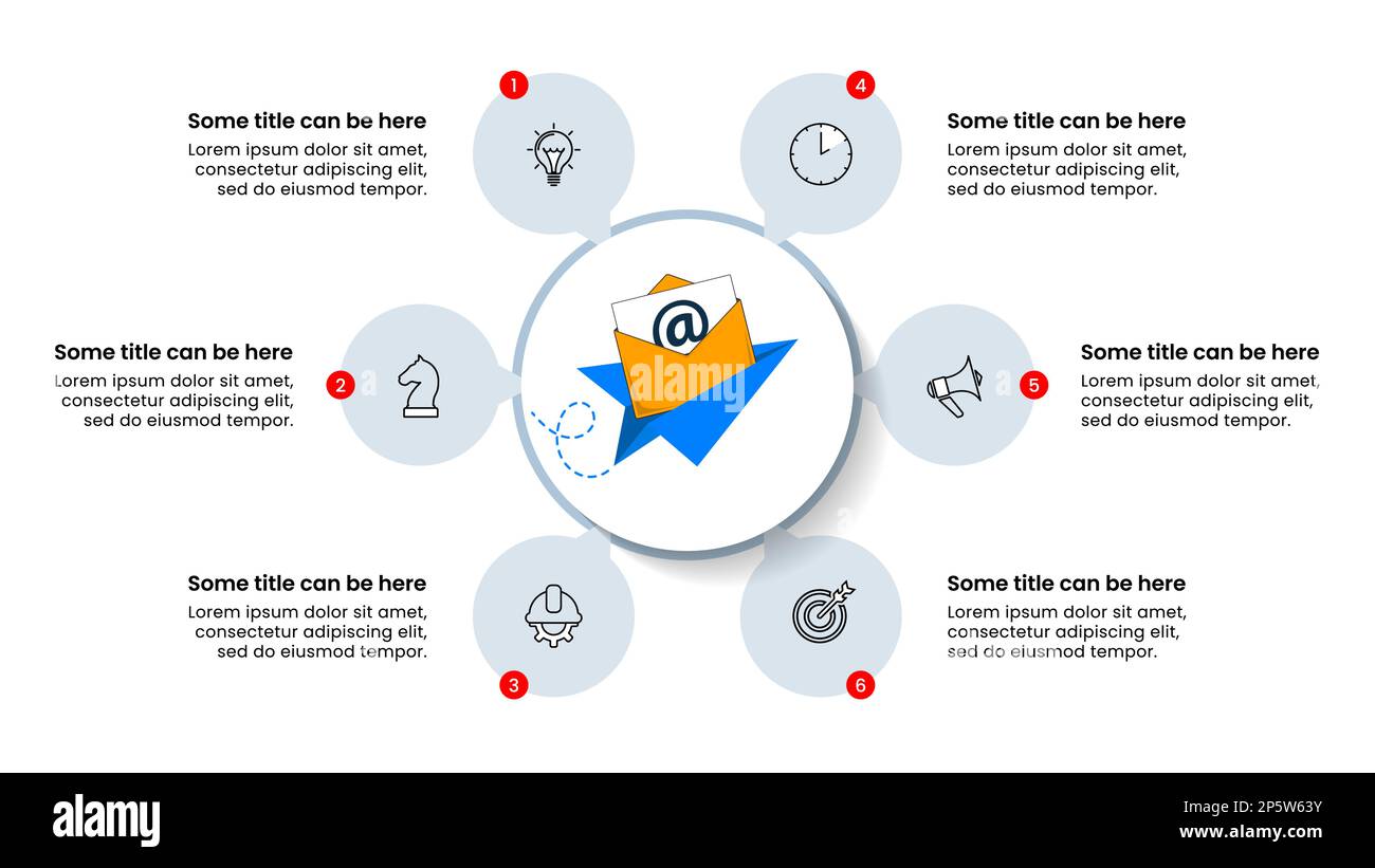 Infographic template with icons and 6 options or steps. Newsletter ...