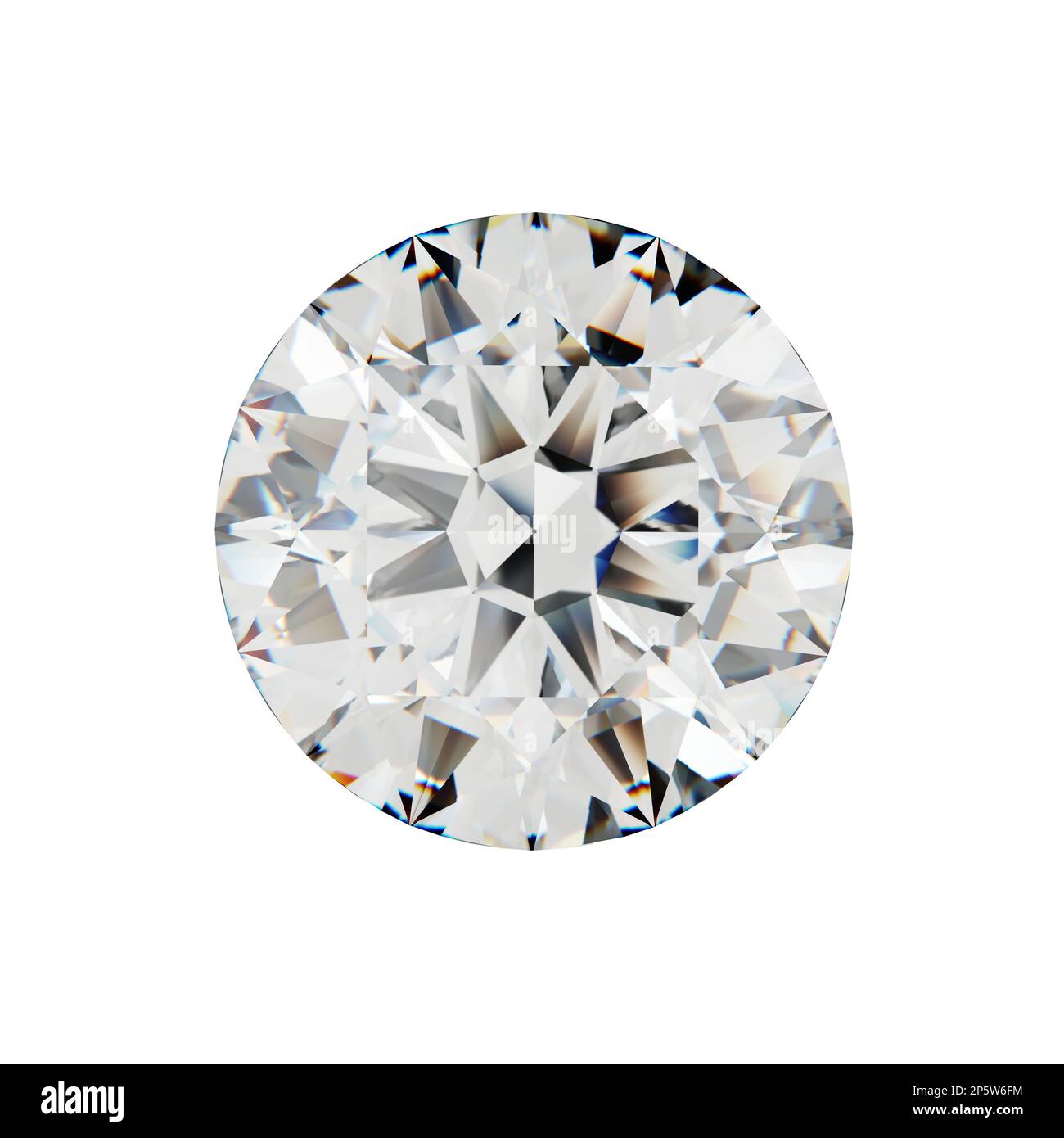 Diamond Top view with dispersion isolated on white background, 3d ...