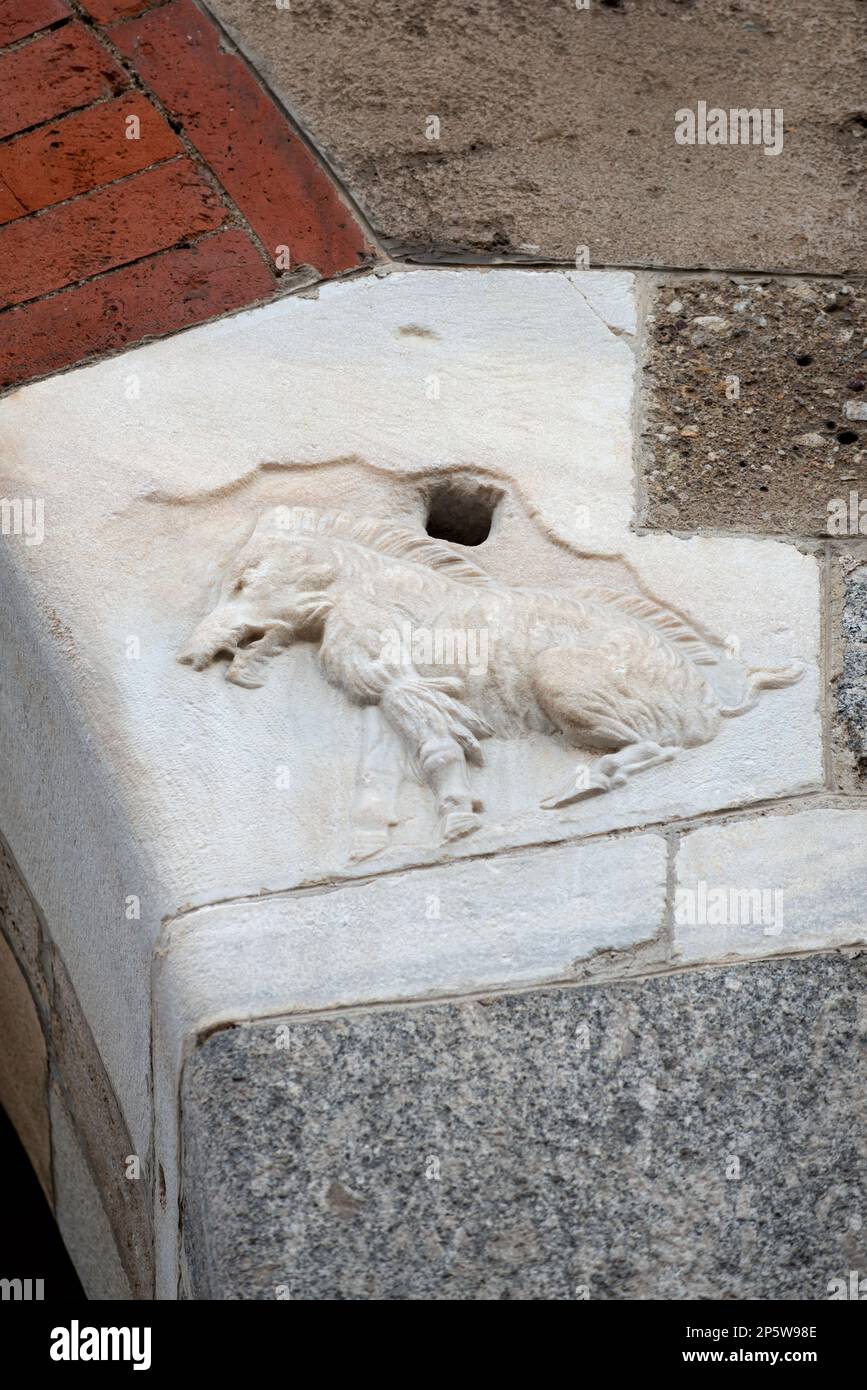 Italy, Lombardy, Milan, Palazzo della Ragione, Detail Facade, Scrofa ...