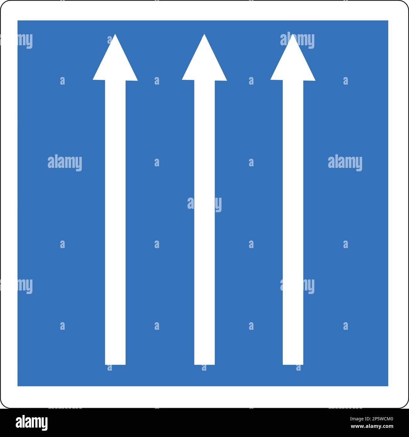 Road sign: Three-lane road section Stock Vector Image & Art - Alamy