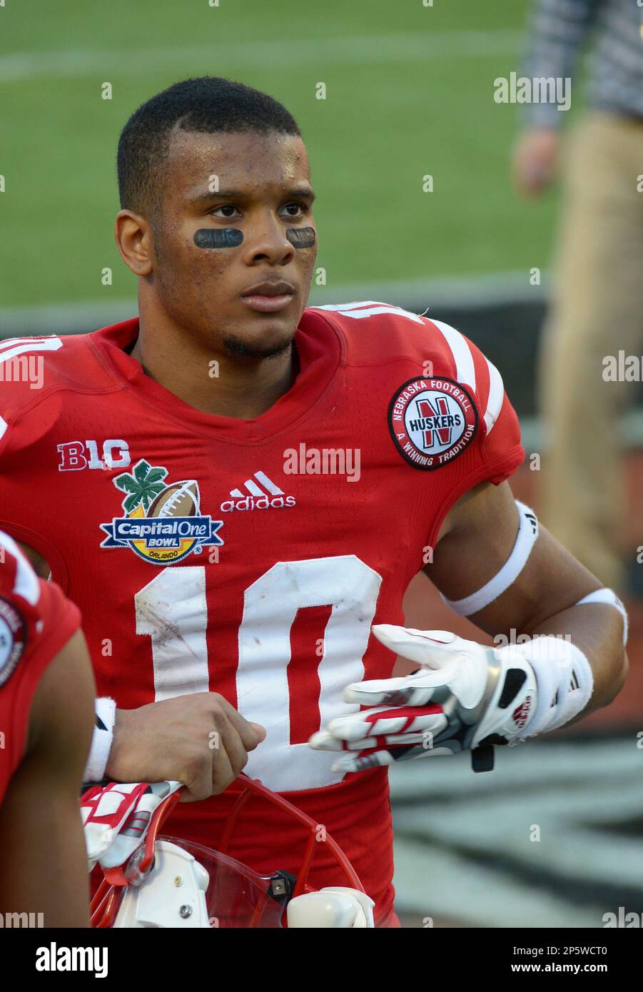 Nebraska wide receiver Jamal Turner (10) leaves the field after the ...