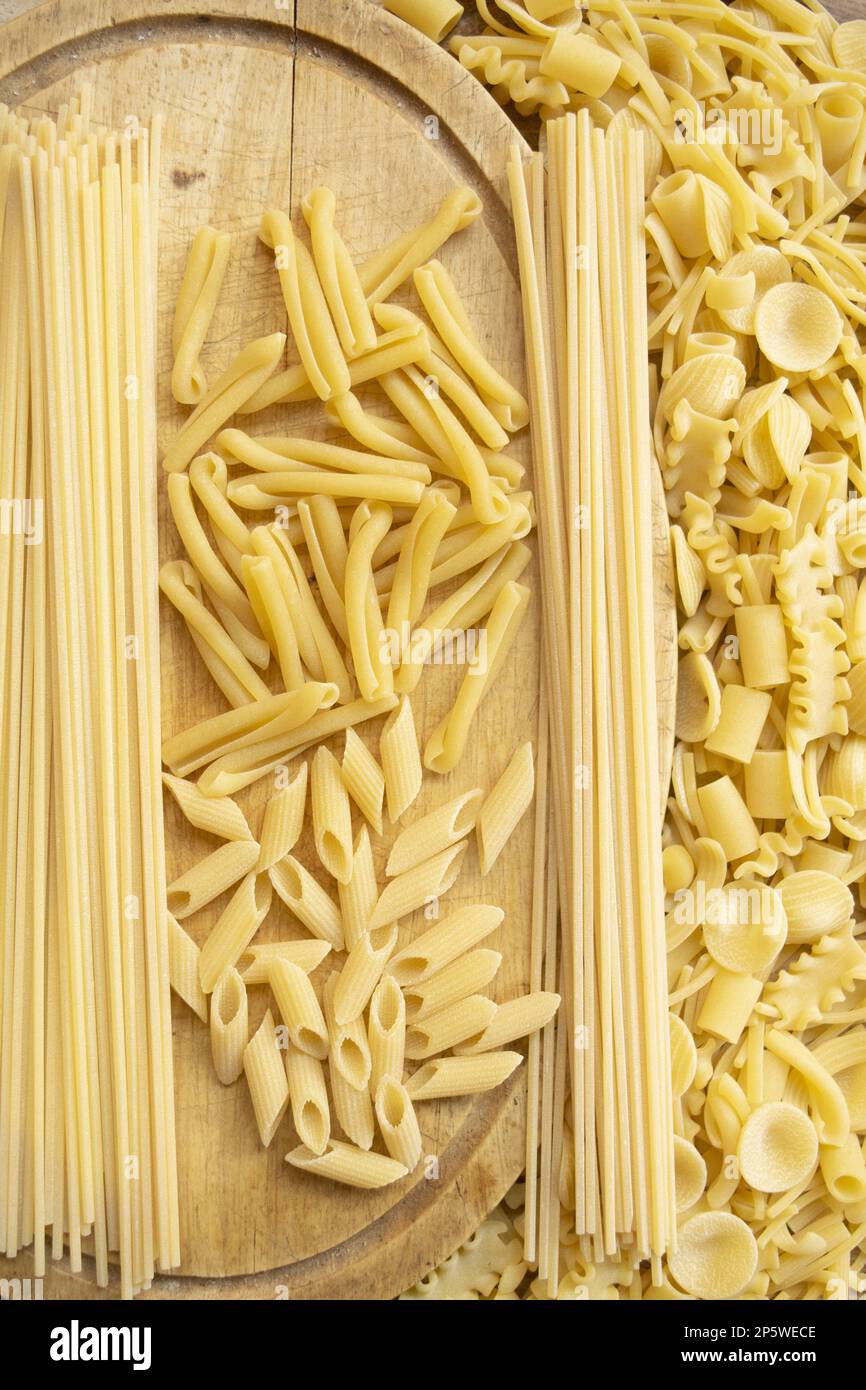 assortment of raw pasta of various types Stock Photo - Alamy