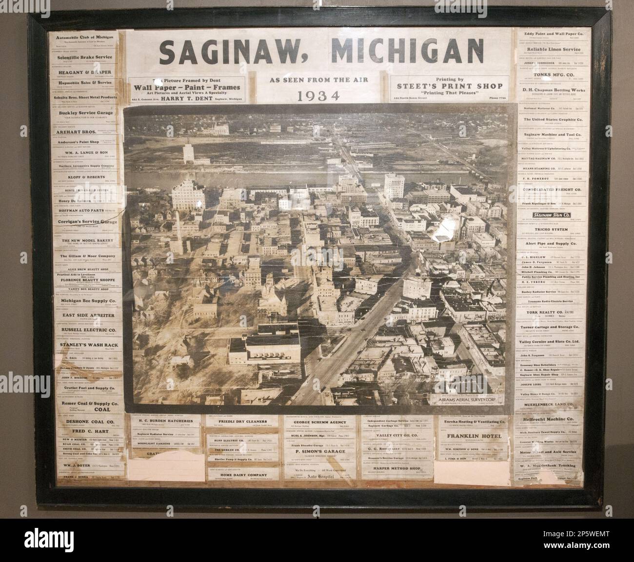 In this Nov. 15, 2012 photo, an aerial view of Saginaw from 1934 is on ...